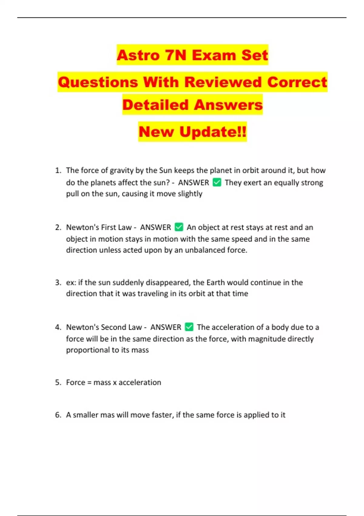 Astro 7N Exam Set Questions With Reviewed Correct Detailed Answers New ...