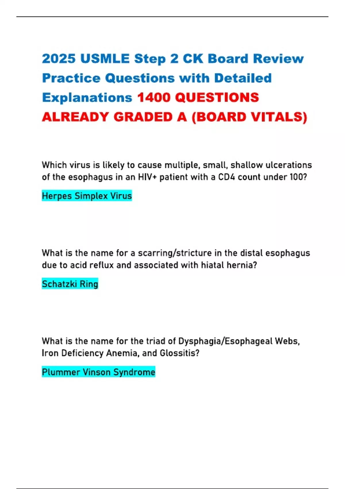 2025 USMLE Step 2 CK Board Review Practice Questions with Detailed Explanations 1400 QUESTIONS ...