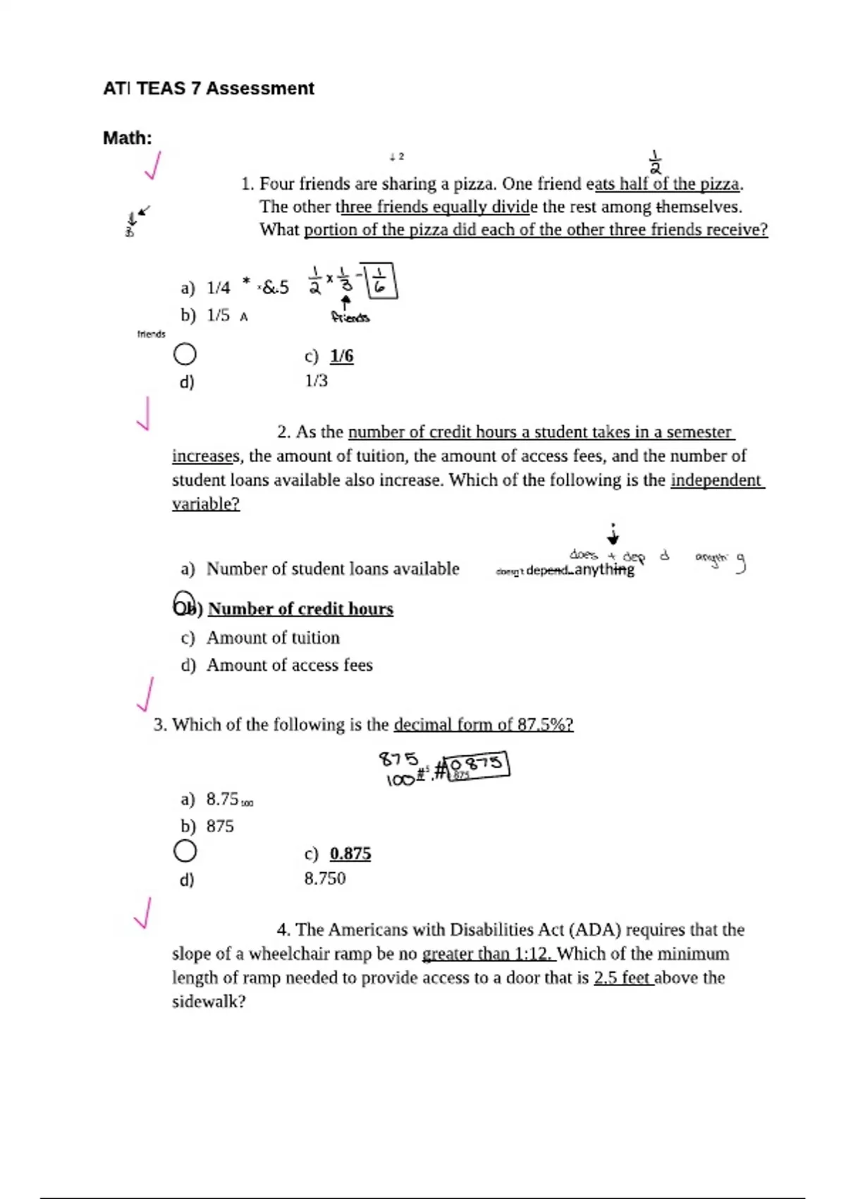 ATI TEAS 7 Assessment Math (Latest 2024/ 2025 Update) Questions and ...