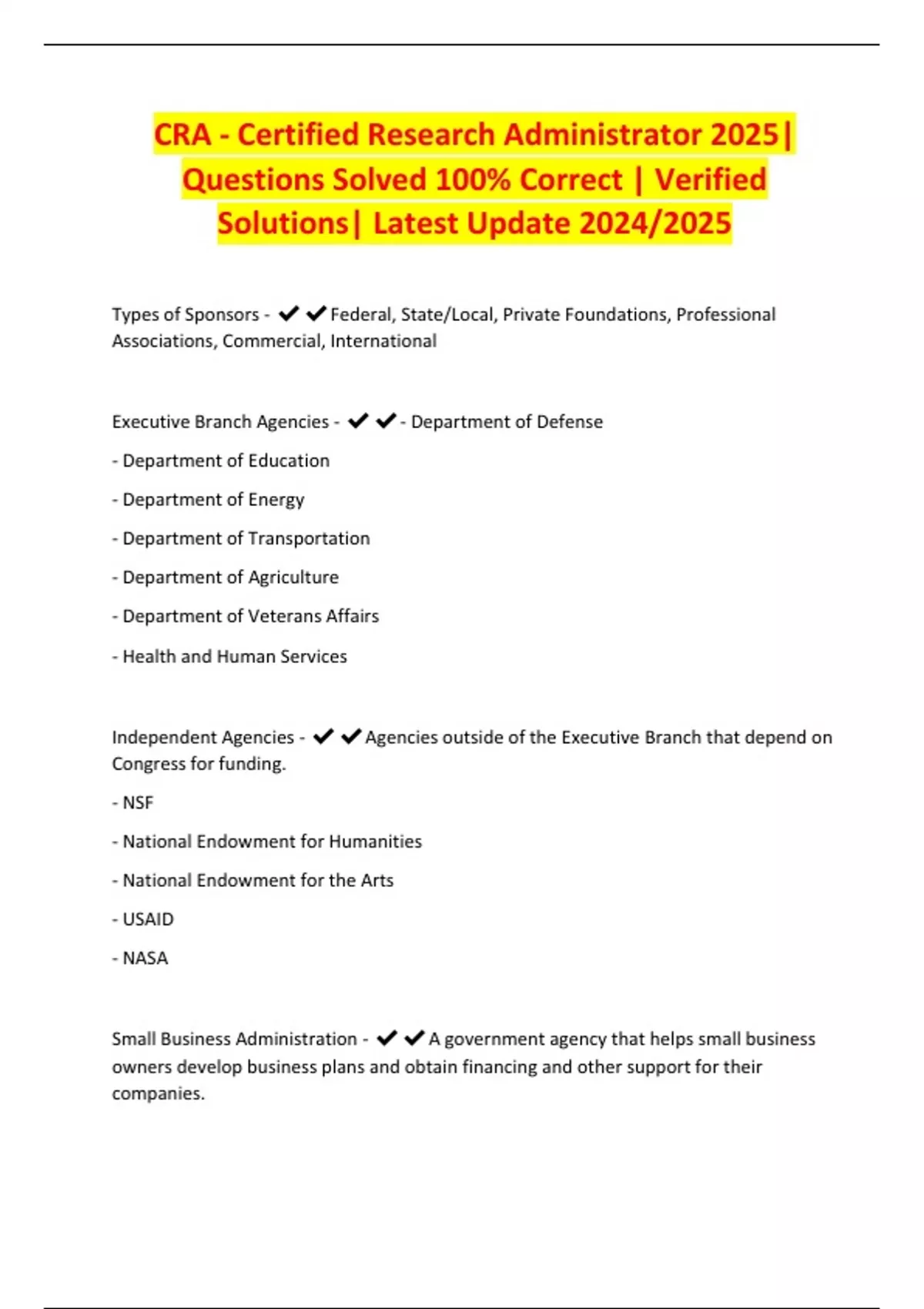 CRA - Certified Research Administrator 2025| Questions Solved 100% ...