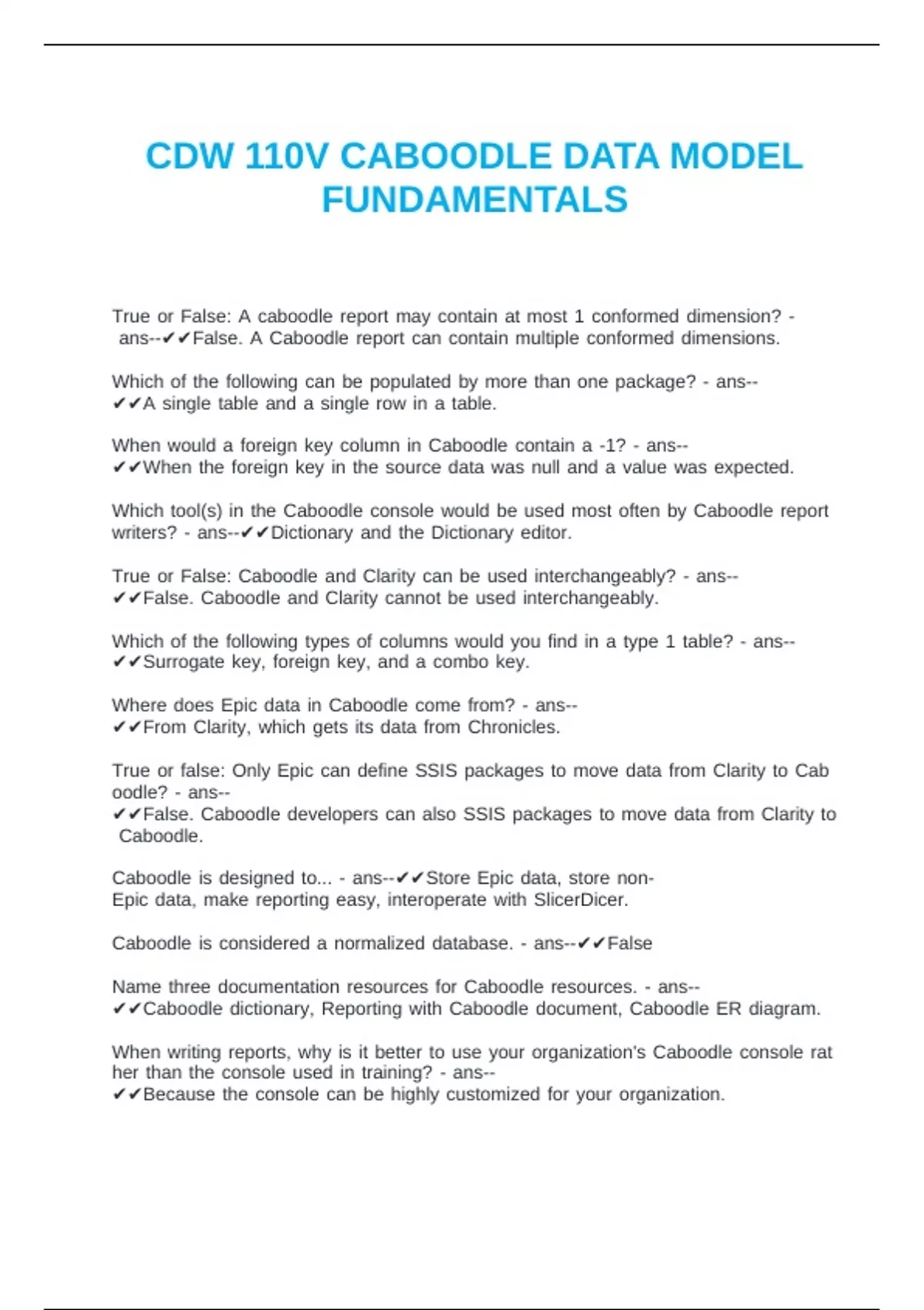 CDW 110V CABOODLE DATA MODEL FUNDAMENTALS - CDW110v Caboodle Data Model ...