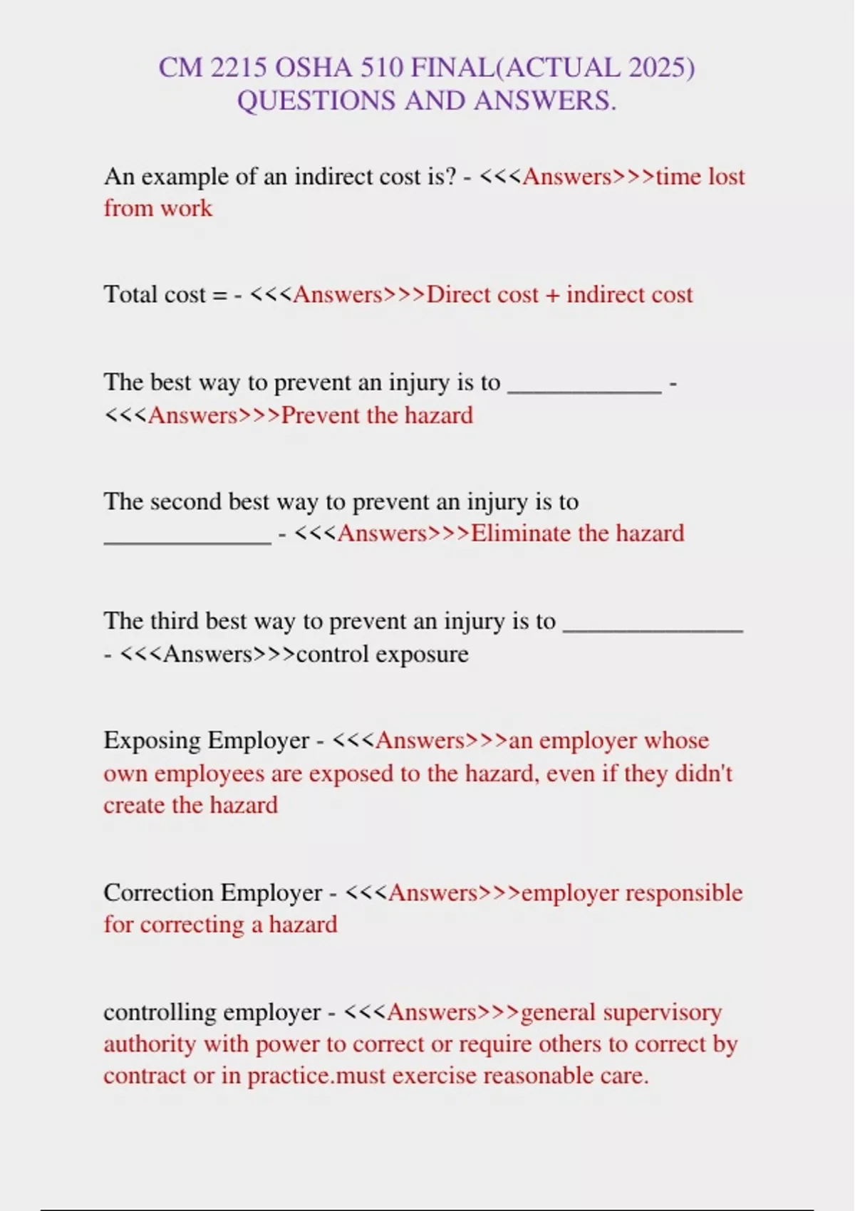 CM 2215 OSHA 510 FINAL(ACTUAL 2025) QUESTIONS AND ANSWERS - CM 2215 ...
