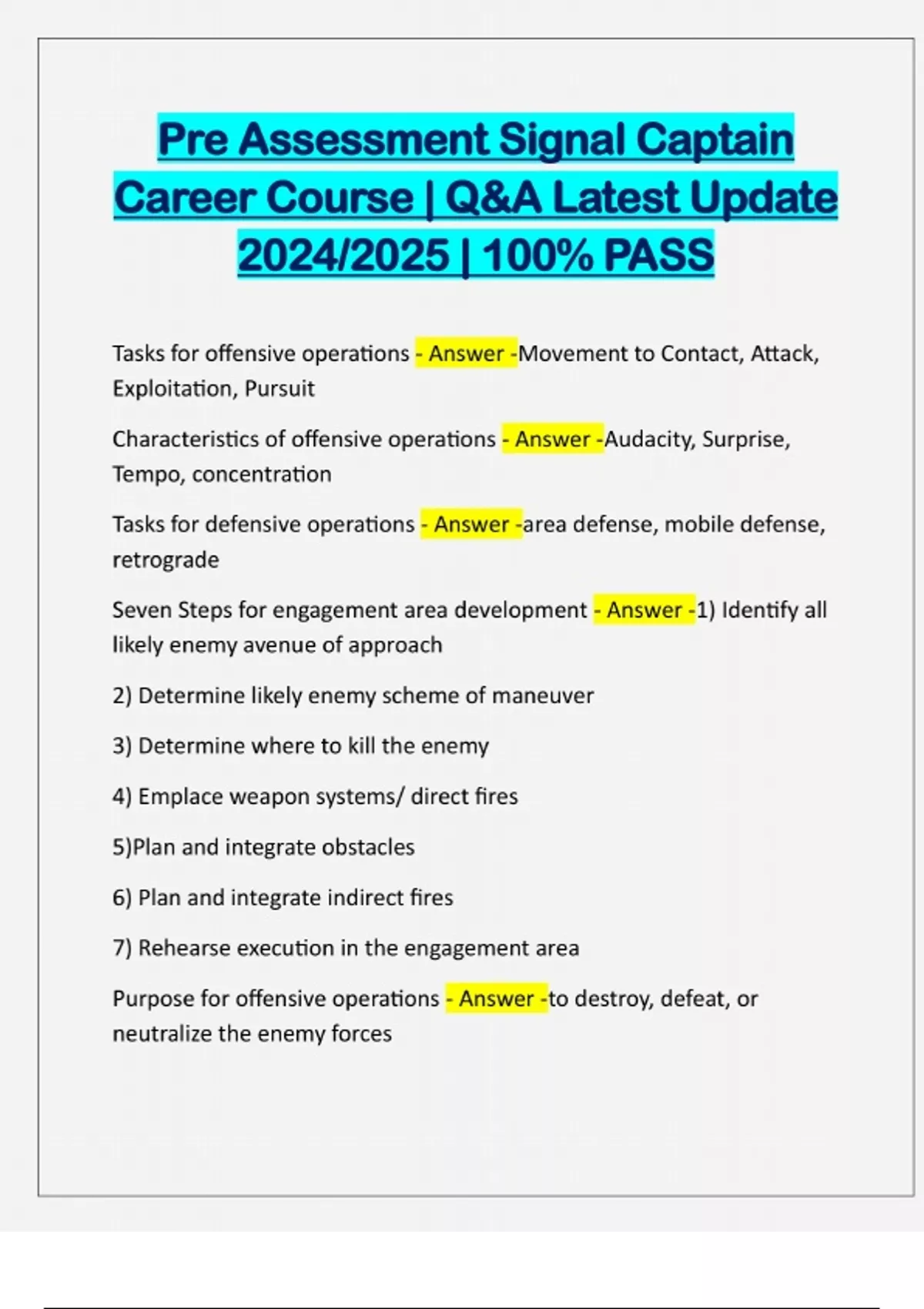 Pre Assessment Signal Captain Career Course | Q&A Latest Update 2024/ ...