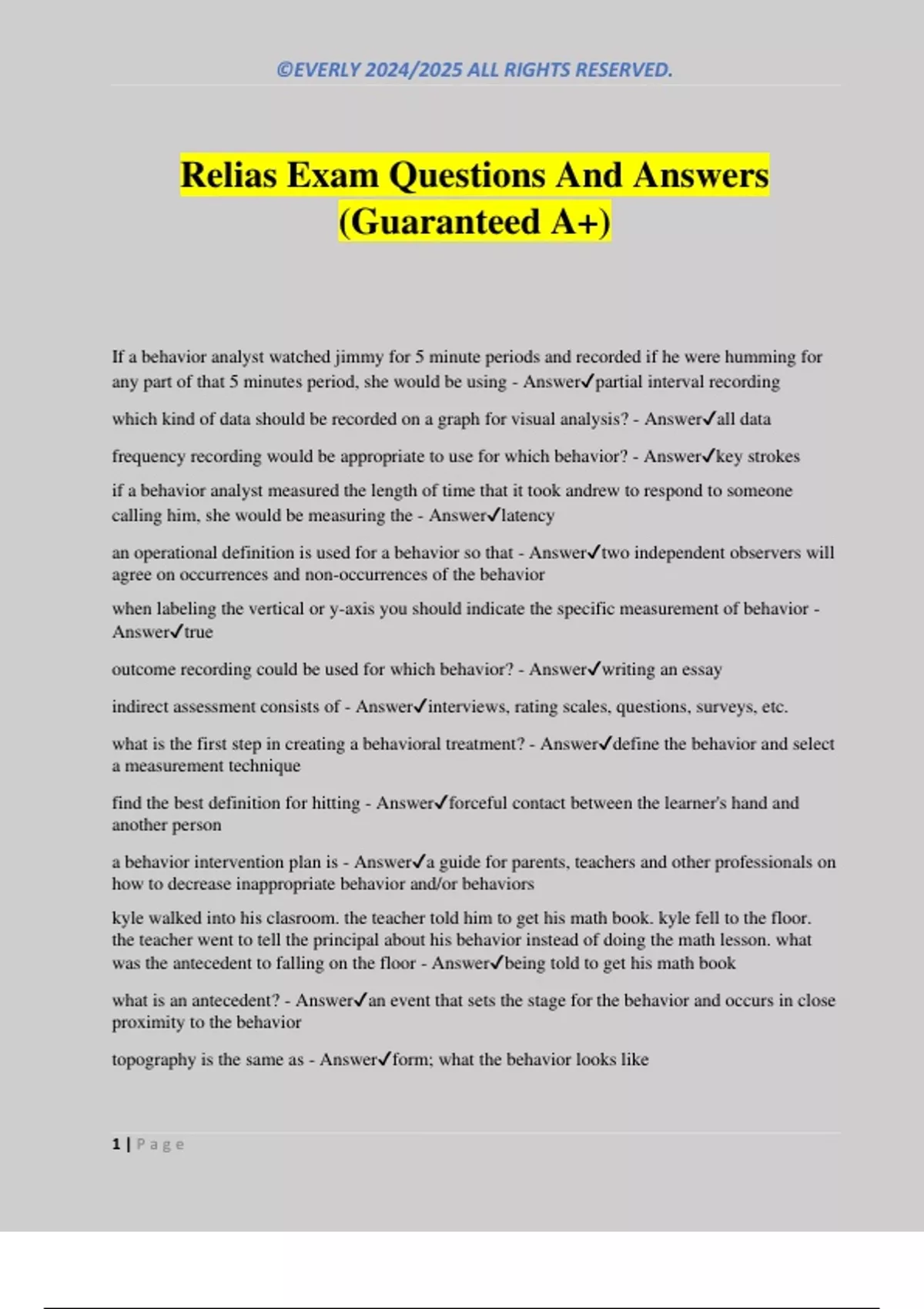 Relias Exam Questions And Answers (Guaranteed A+) - Relias - Stuvia US