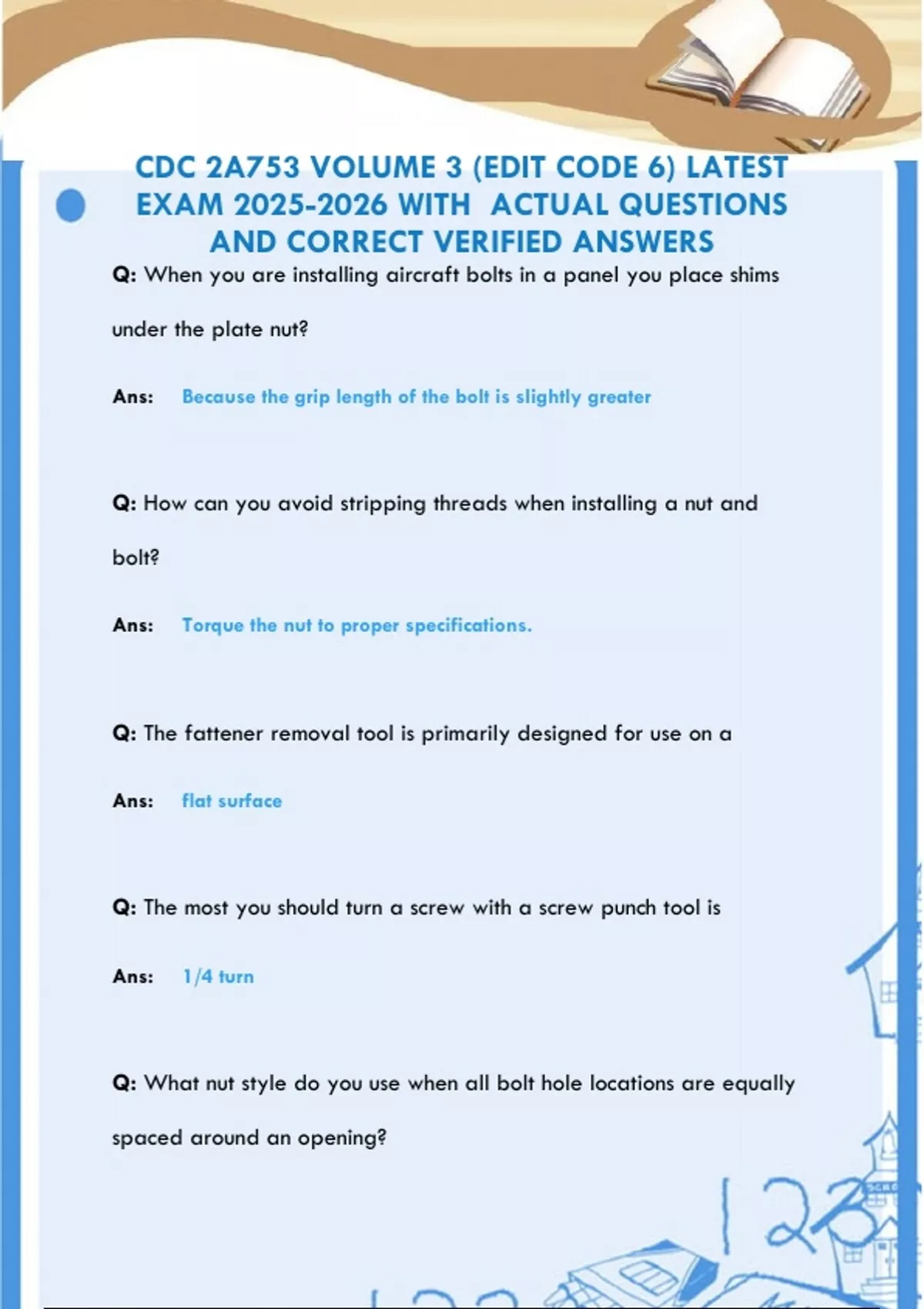 CDC 2A753 VOLUME 3 (EDIT CODE 6) LATEST EXAM WITH ACTUAL QUESTIONS AND ...
