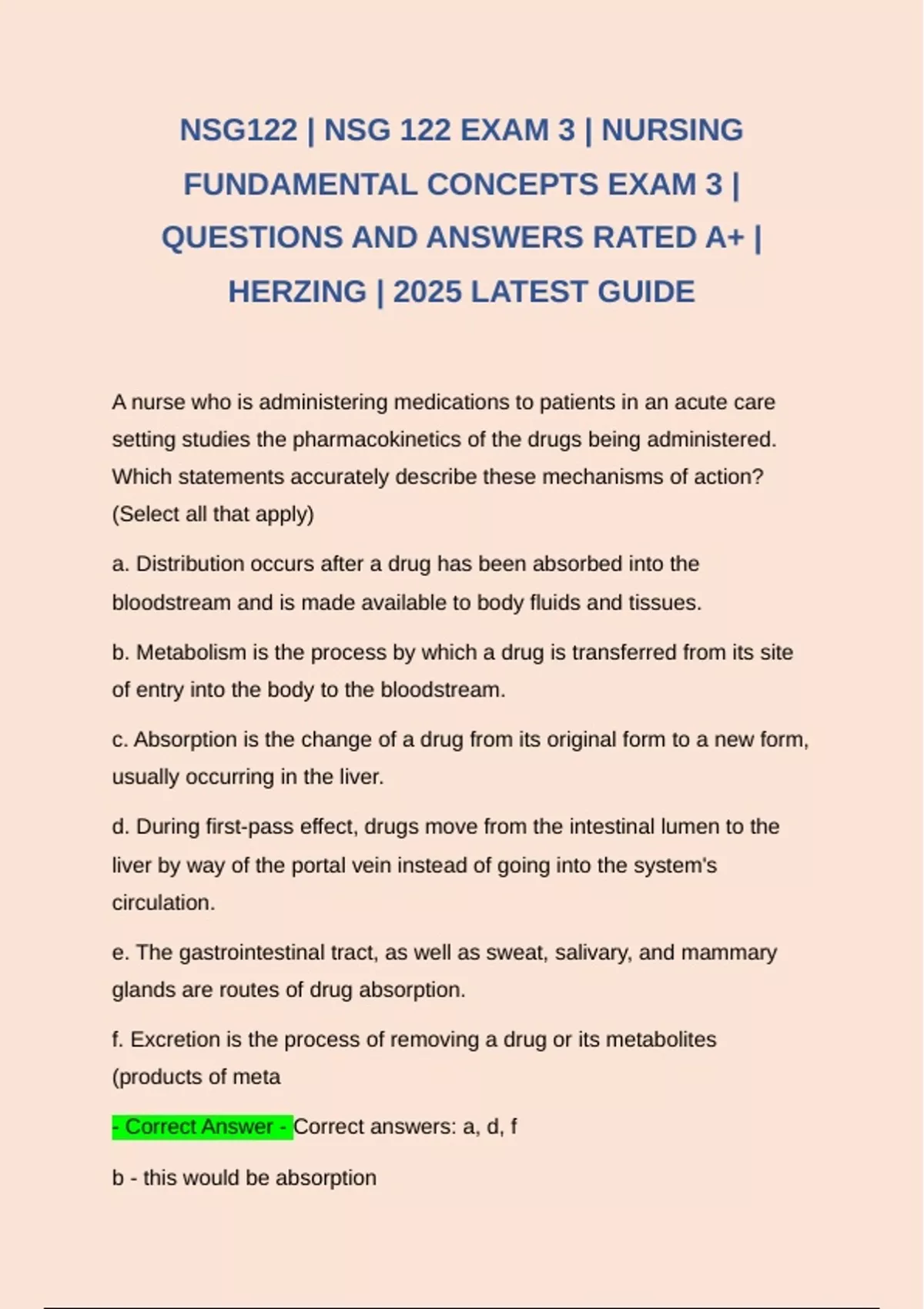 NSG122 | NSG 122 EXAM 3 | NURSING FUNDAMENTAL CONCEPTS EXAM 3 ...
