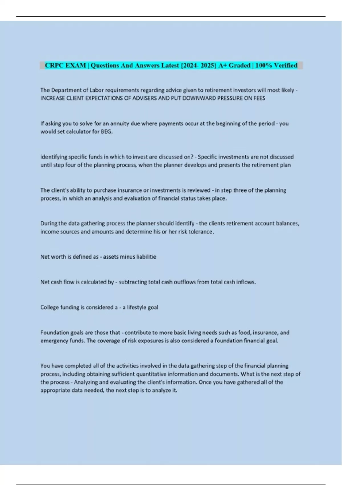 CRPC EXAM | Questions And Answers - CRPC - Stuvia US