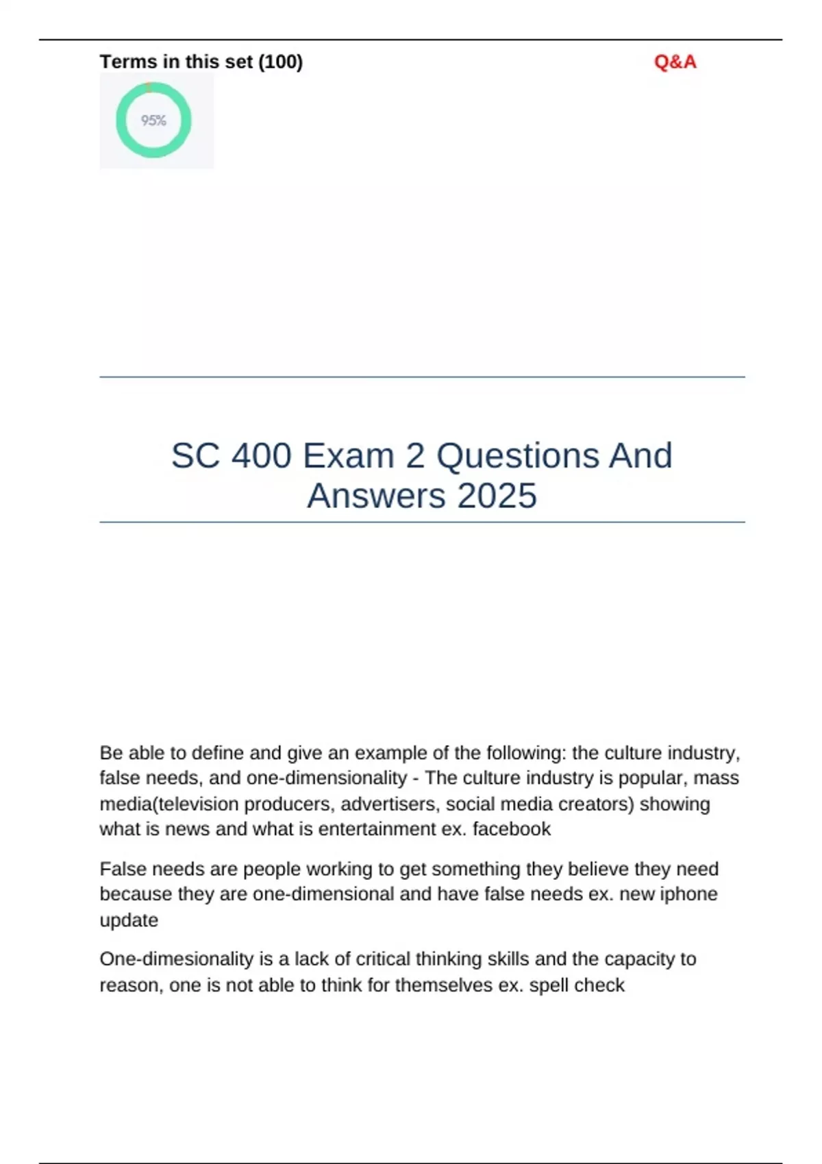 SC 400 Exam 2 Questions And Answers 2025 - SC-400 - Stuvia US