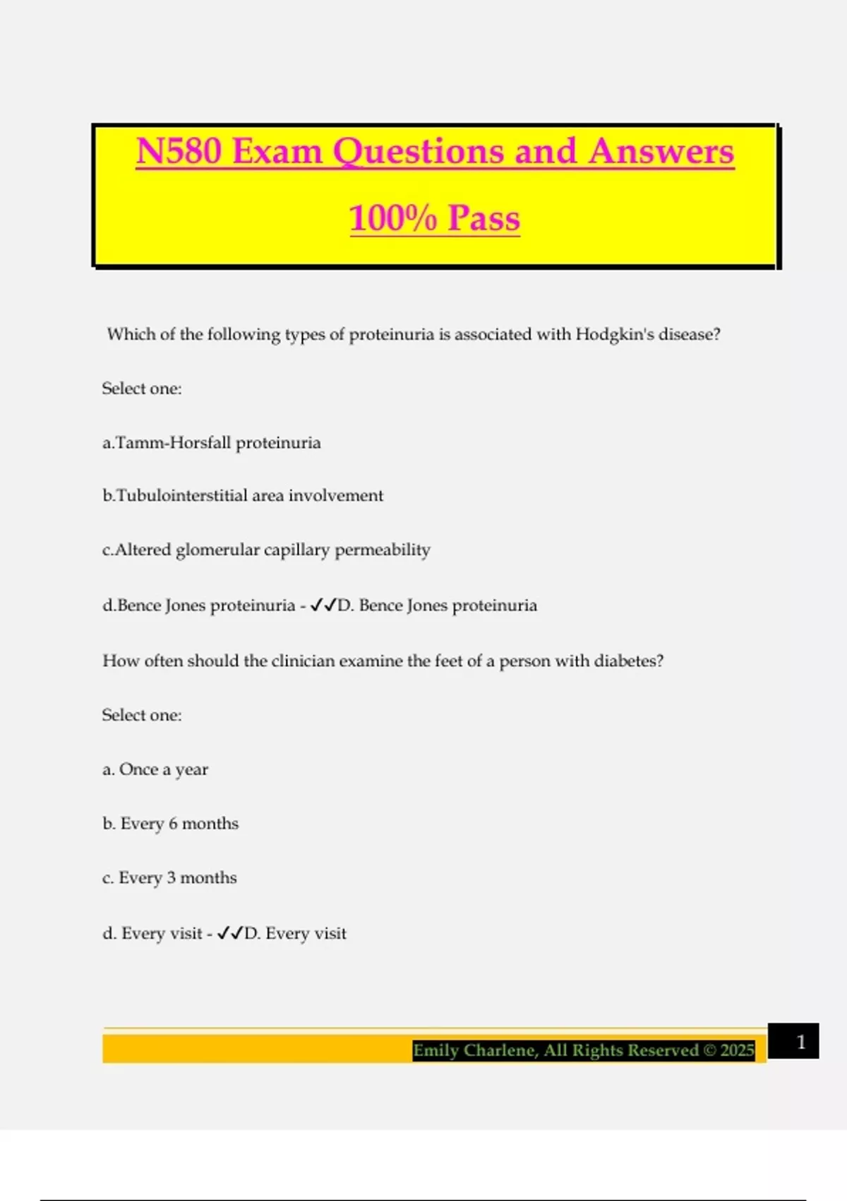 N580 Exam Questions and Answers 100% Pass - N580 - Stuvia US