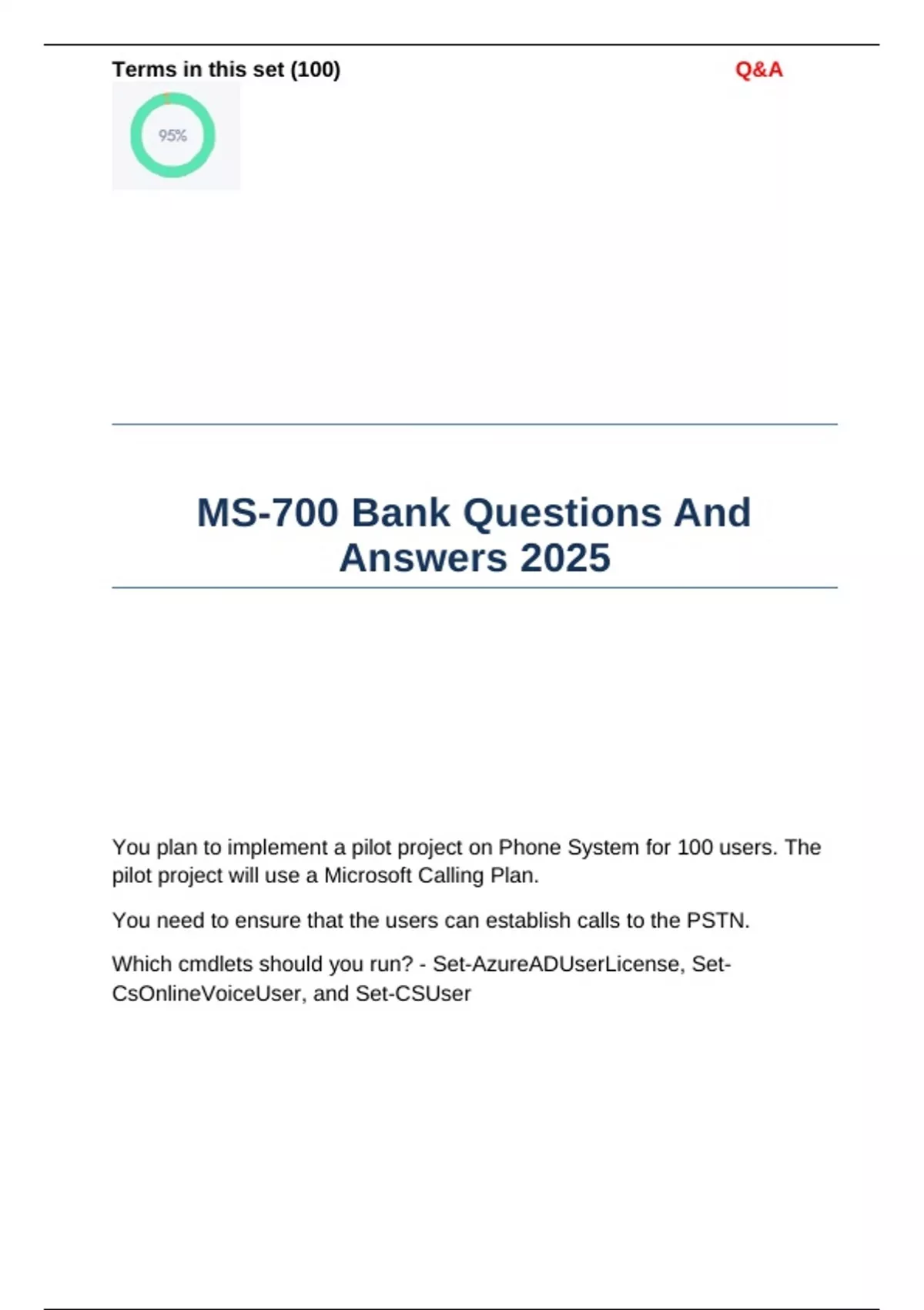 MS-700 Bank Questions And Answers 2025 - MS-700 - Stuvia US