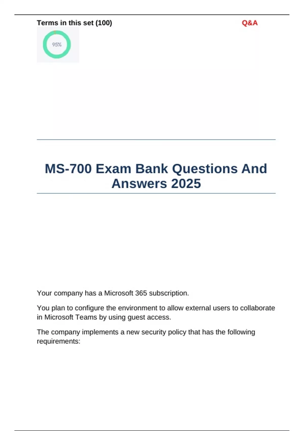 MS-700 Exam Bank Questions And Answers 2025. - MS-700 - Stuvia US