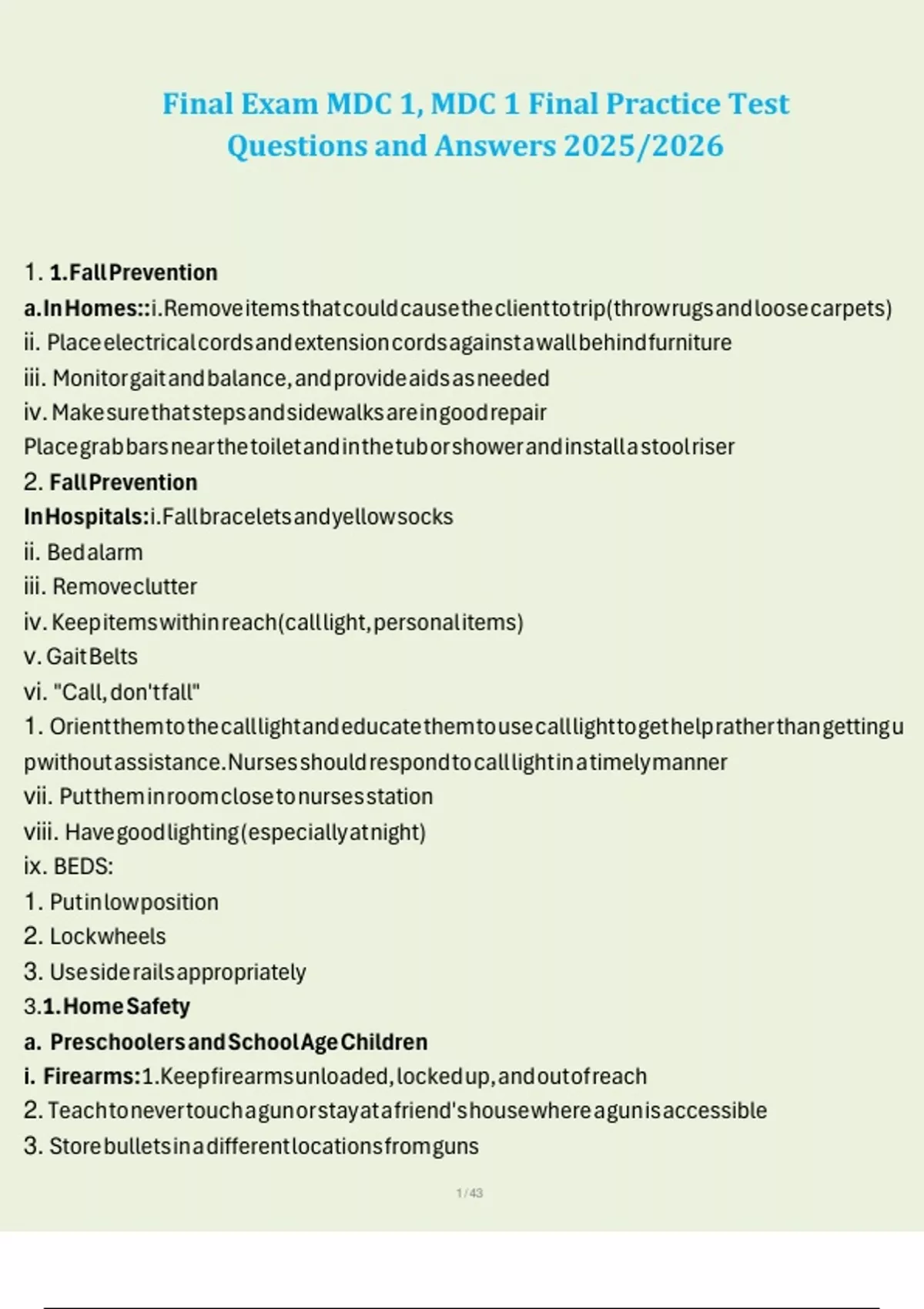 Final Exam MDC 1, MDC 1 Final Practice Test Questions and Answers 2025/ ...