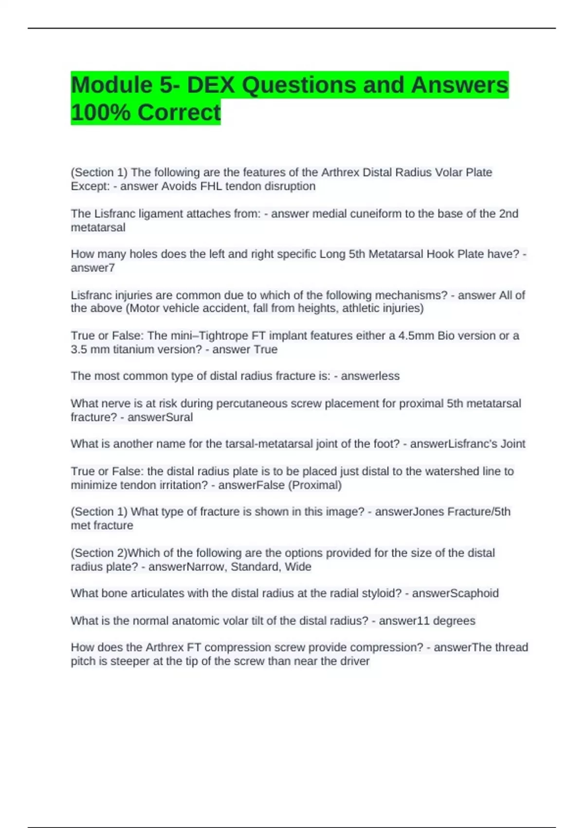 Module 5- DEX Questions and Answers 100% Correct - DEX - Stuvia US