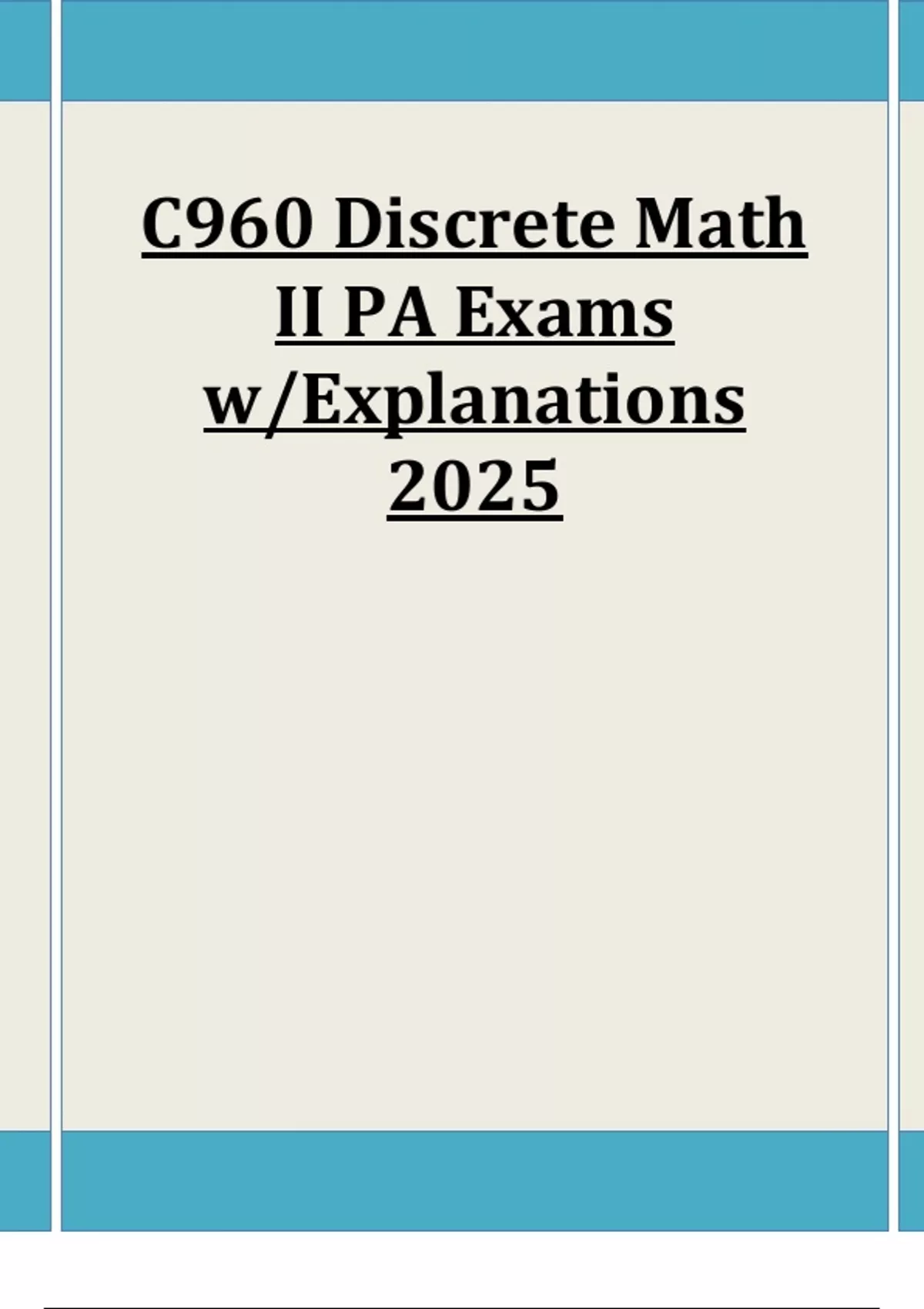 WGU-C960 Discrete Math II PA Exams w/Explanations 2025 - C960 Discrete Math II PA - Stuvia US