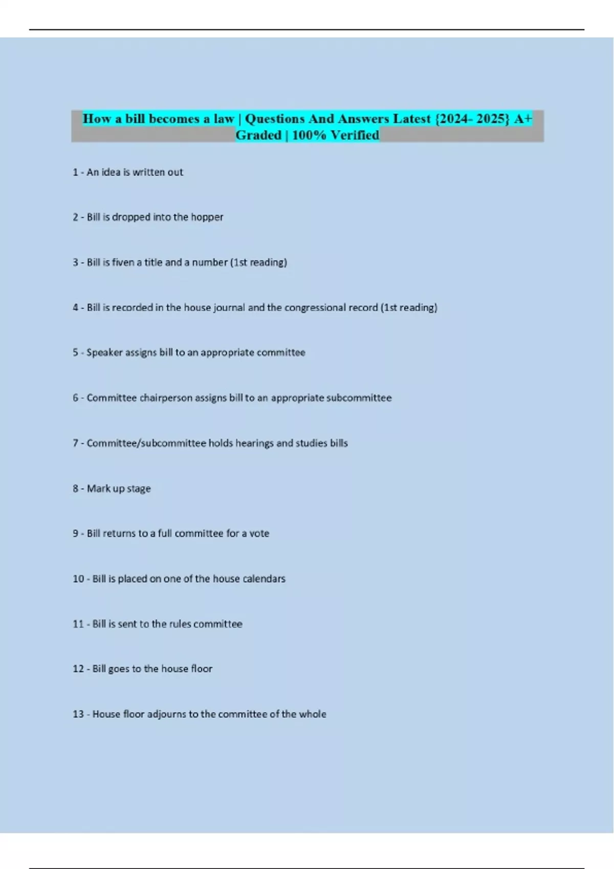 How a bill becomes a law | Questions And Answers - How a bill becomes a ...