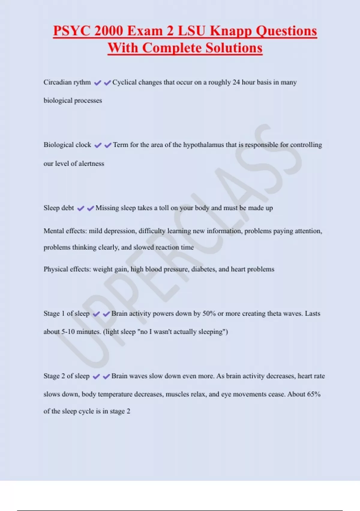 PSYC 2000 Exam 2 LSU Knapp Questions With Complete Solutions - Lsu Psyc ...