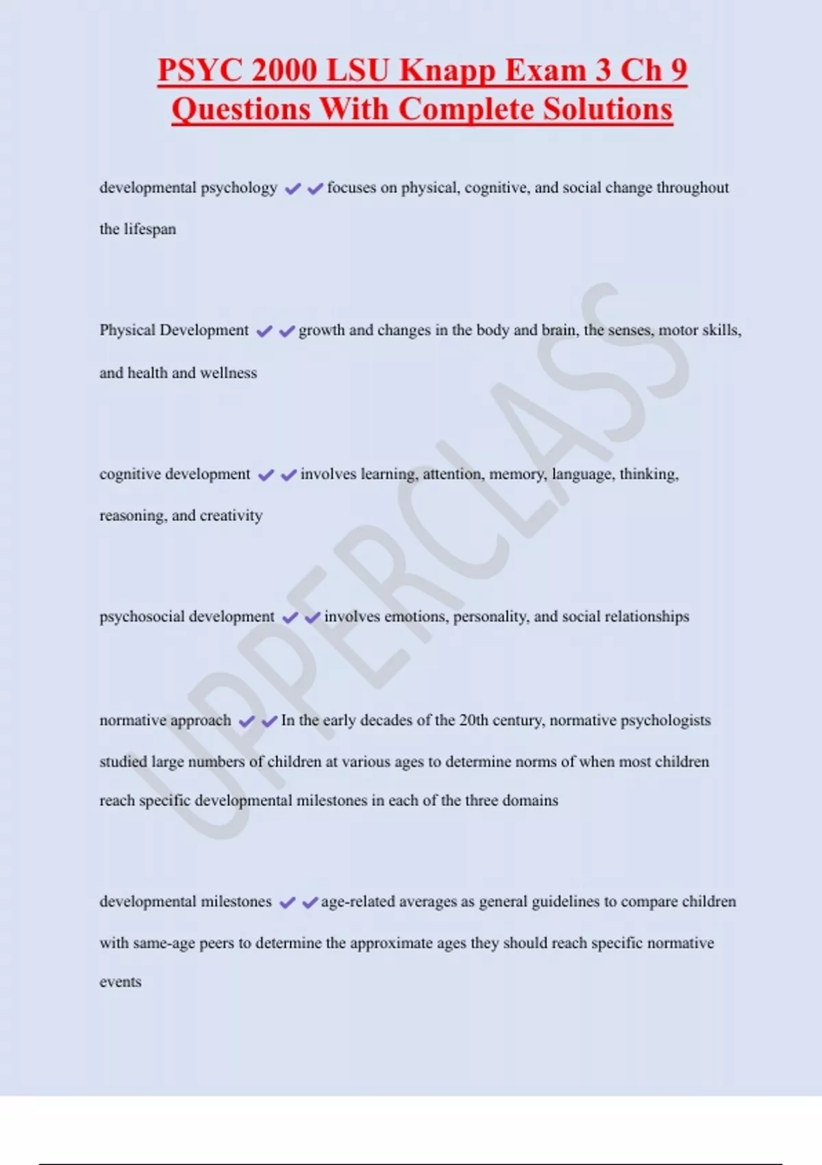 PSYC 2000 LSU Knapp Exam 3 Ch 9 Questions With Complete Solutions - Lsu ...