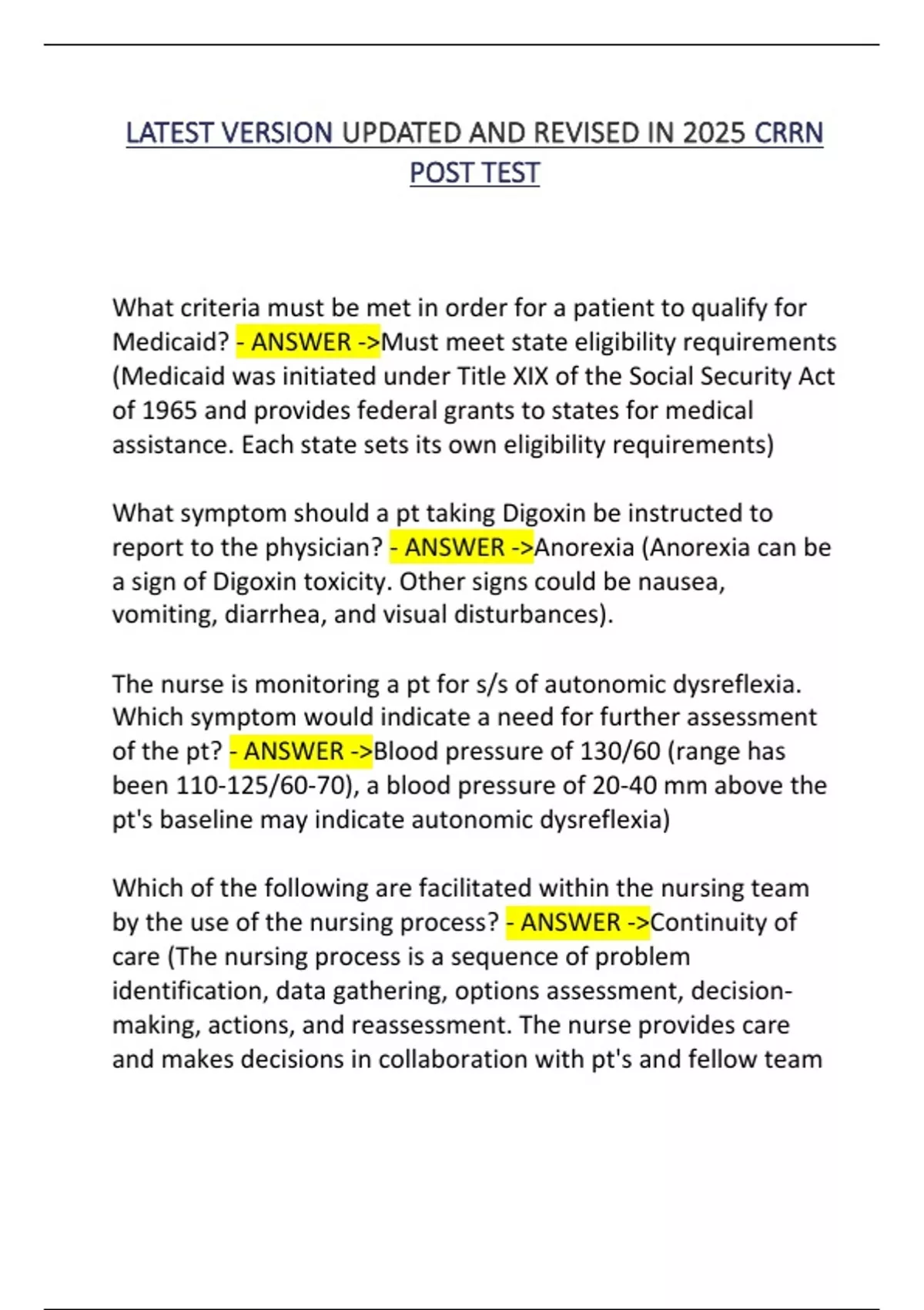 LATEST VERSION UPDATED AND REVISED IN 2025 CRRN POST TEST - CRRN POST ...