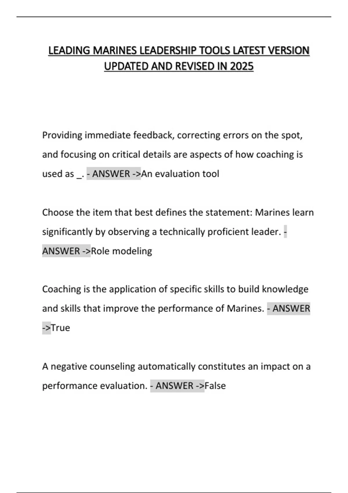 LEADING MARINES DEVELOPING LEADERS/ DEVELOPING LEADERS LEADING MARINES ...