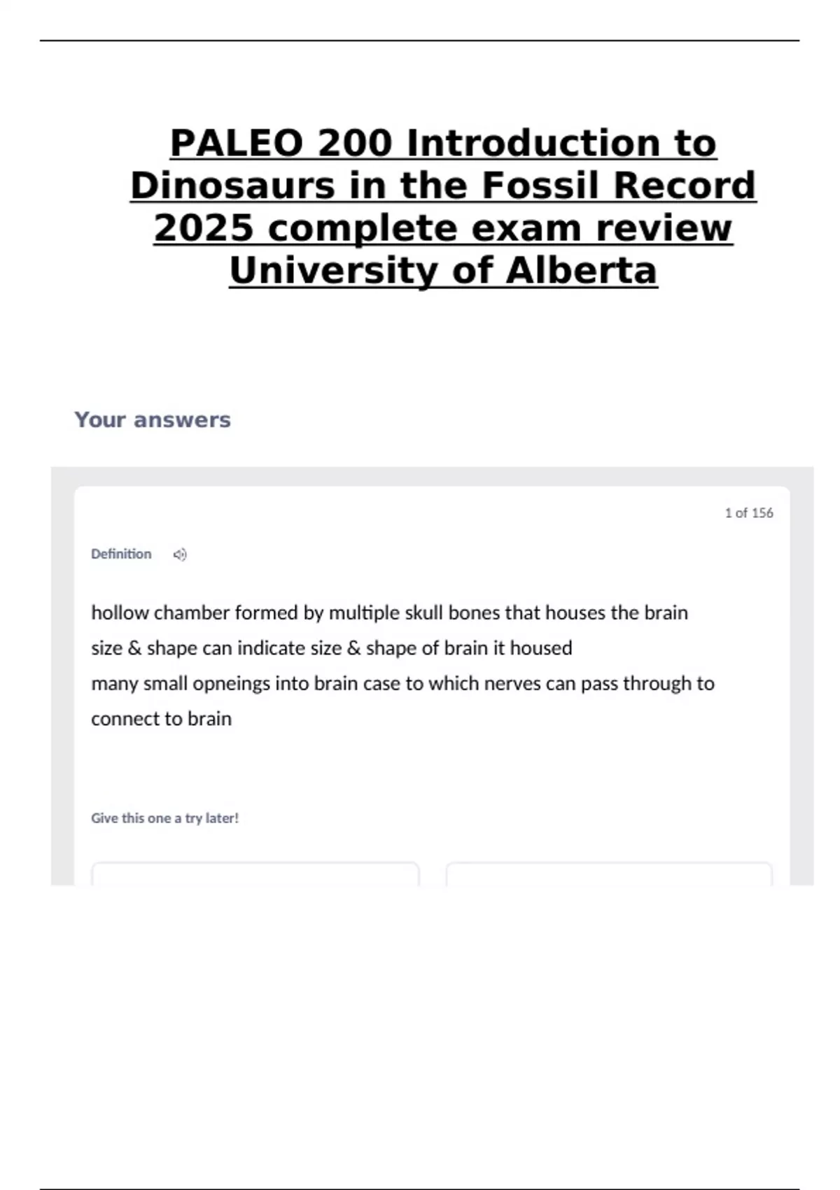 PALEO 200 Introduction to Dinosaurs in the Fossil Record 2025 complete ...