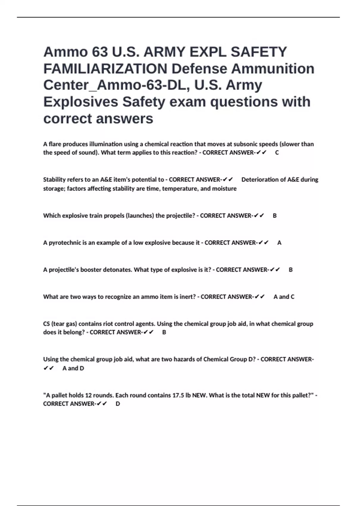 Ammo 63 U.S. ARMY EXPL SAFETY FAMILIARIZATION Defense Ammunition Center ...