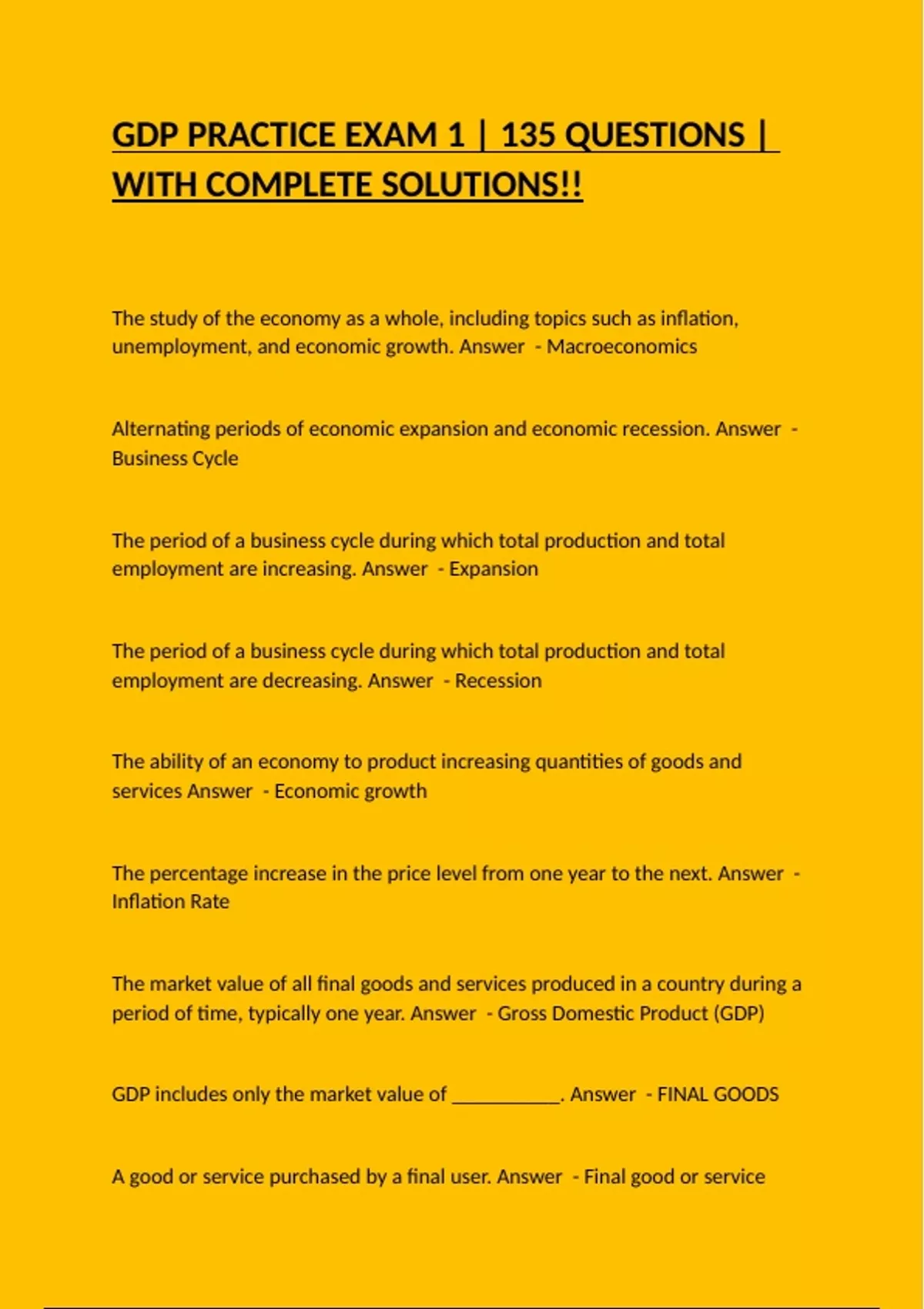 GDP PRACTICE EXAM 1 | 135 QUESTIONS | WITH COMPLETE SOLUTIONS!! - GDP ...
