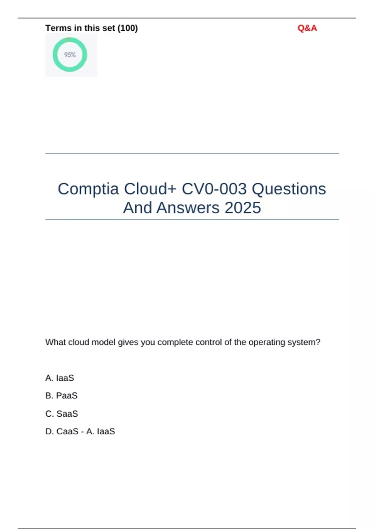 Comptia Cloud+ CV0-003 Questions And Answers 2025 - CV0-003: CompTIA ...