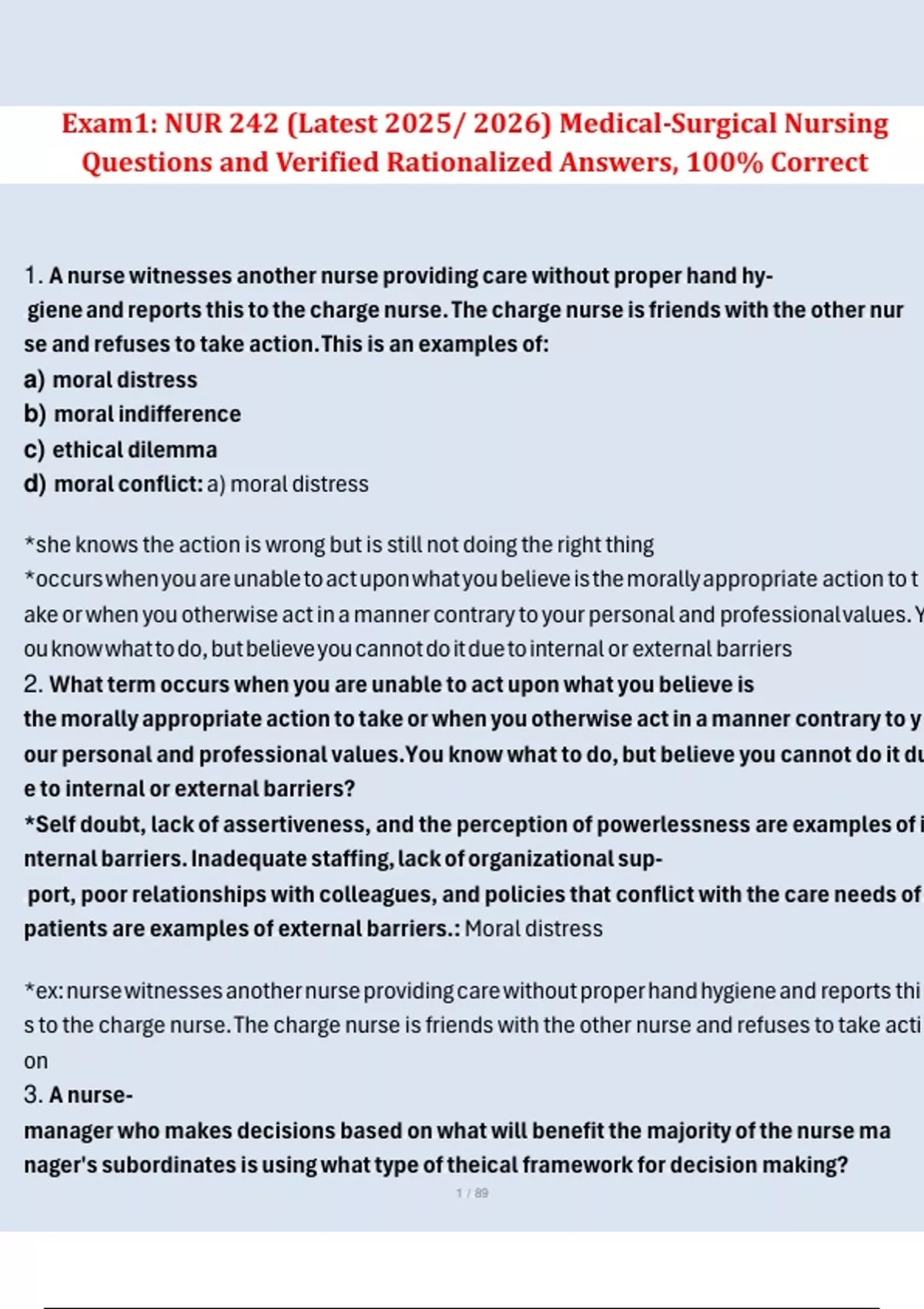 Package deal for Exam 1 to 5: NUR 242 (Latest 2025/ 2026) Medical ...