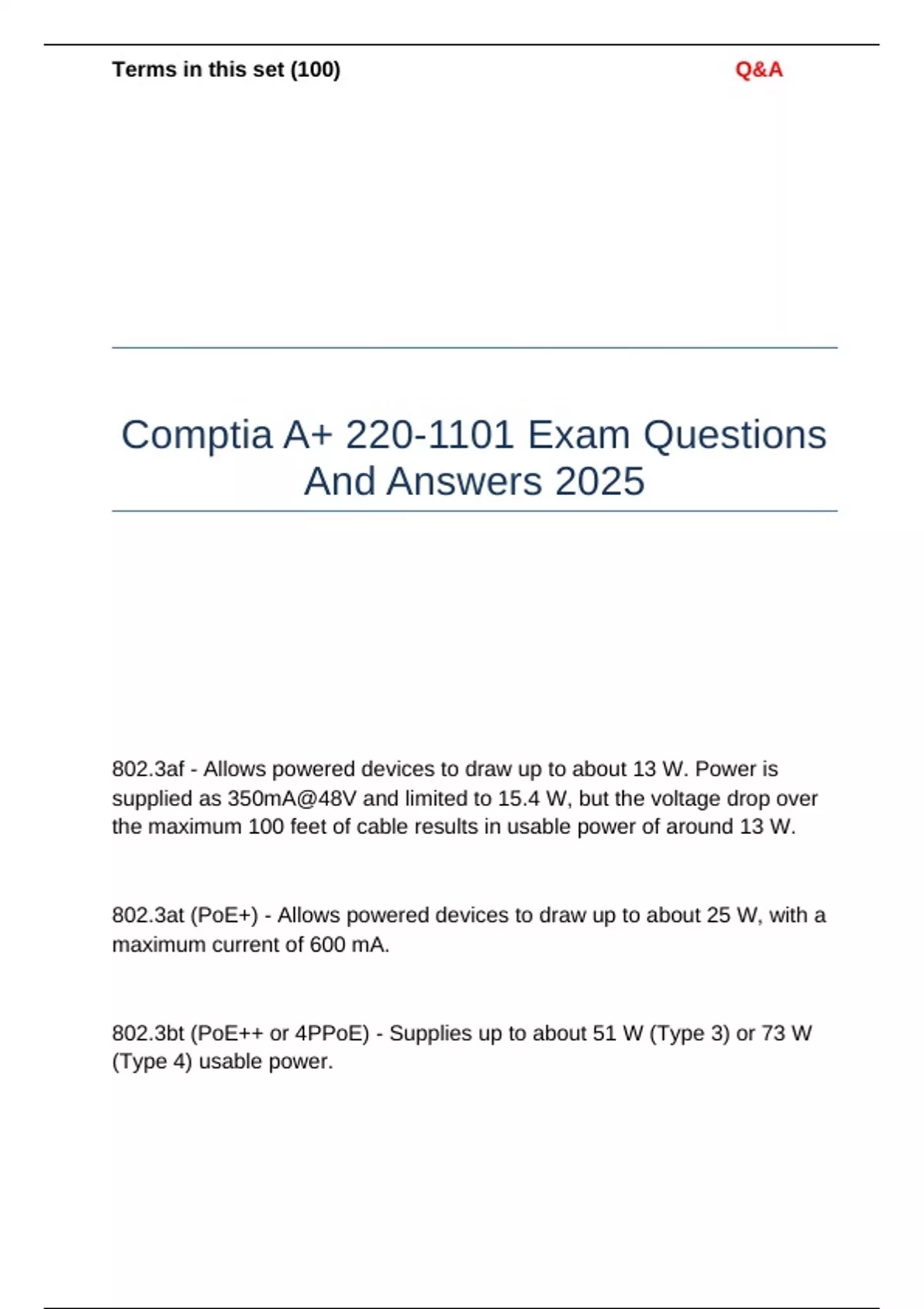 Comptia A+ 220-1101 Exam Questions And Answers 2025 - 220-1101: CompTIA ...