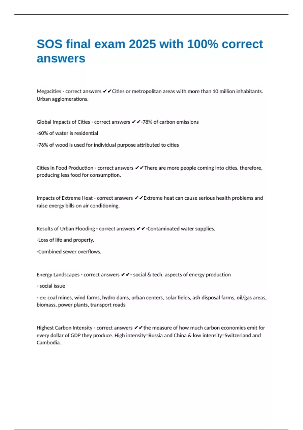 SOS final exam 2025 with 100% correct answers - SOS f - Stuvia US