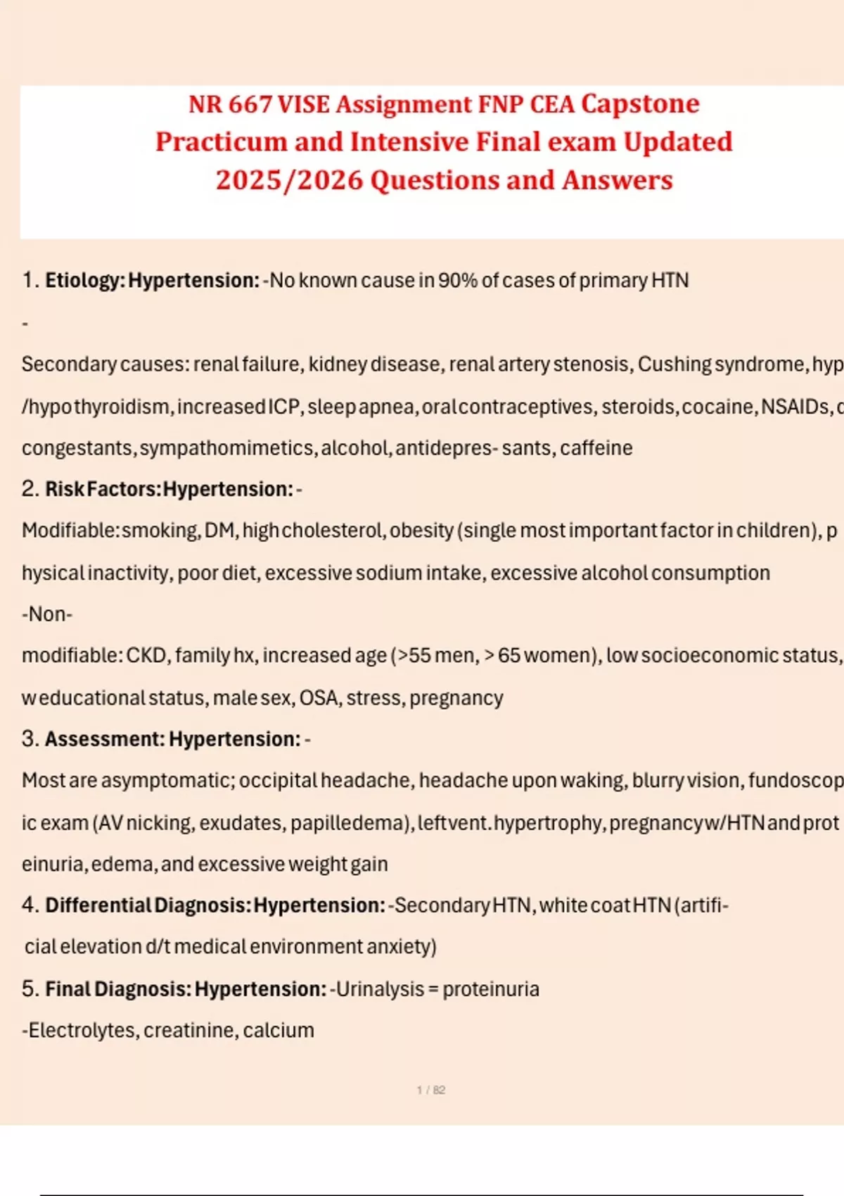 NR 667VISE Assignment FNP CEA Capstone Practicum and Intensive Final ...