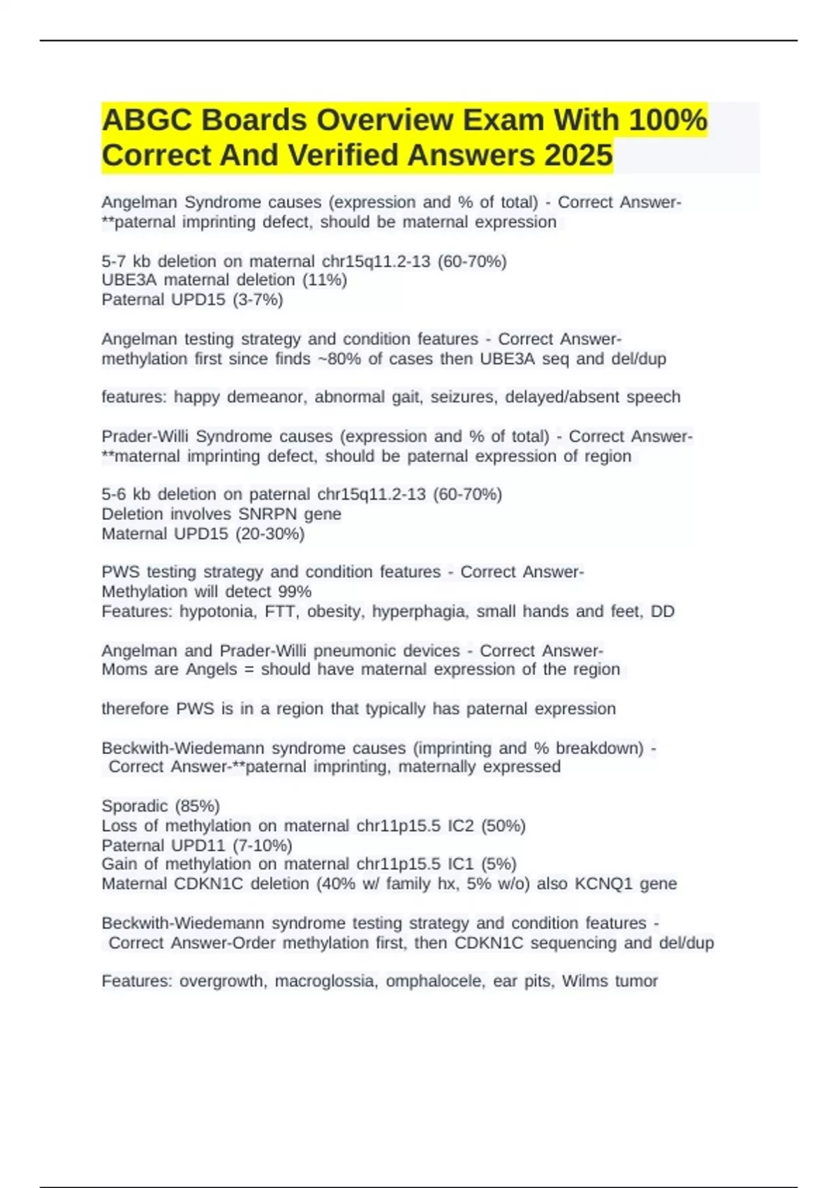 ABGC Boards Overview Exam With 100% Correct And Verified Answers 2025 ...