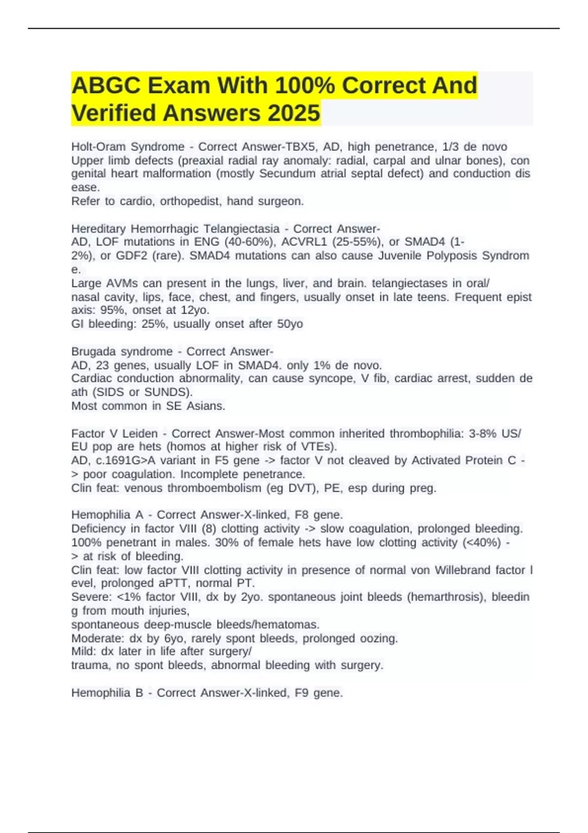 ABGC Exam With 100% Correct And Verified Answers 2025 - ABGC - Stuvia US