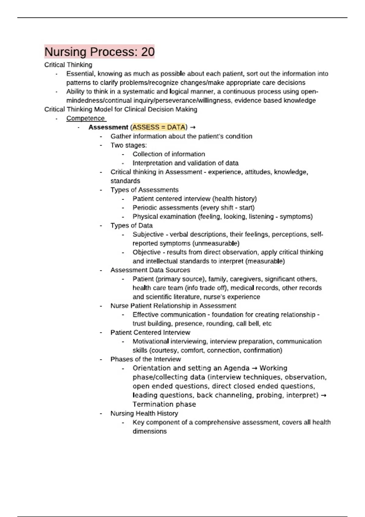 Review Basics Test 2 Nursing Process- 20 | Questions and Correct ...