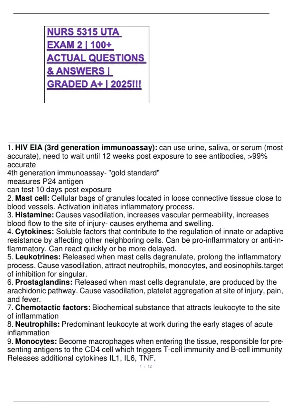 NURS 5315 UTA EXAM 2 | 100+ ACTUAL QUESTIONS & ANSWERS | GRADED A+ ...