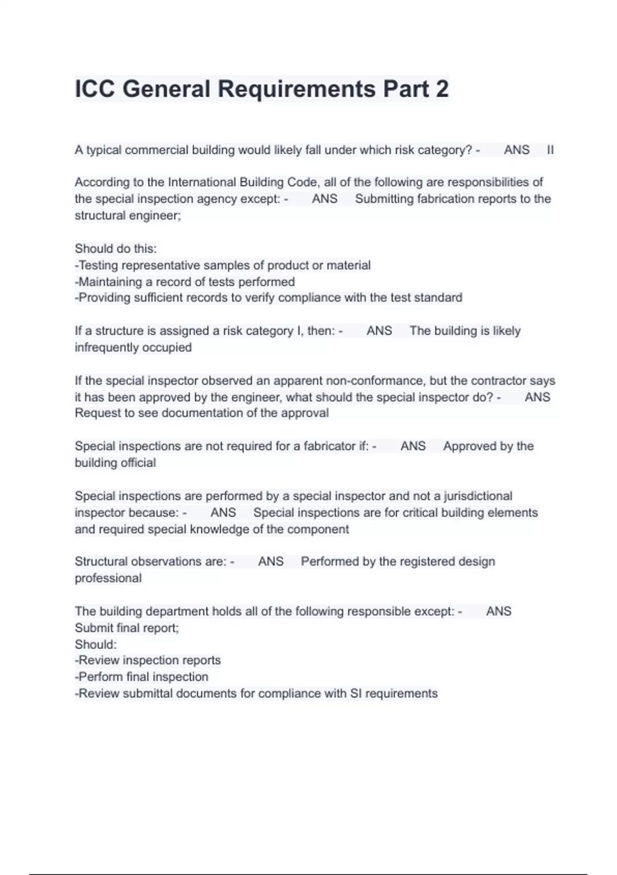 ICC General Requirements Part 2 QUESTIONS & ANSWERS 2025 ( A+ GRADED ...