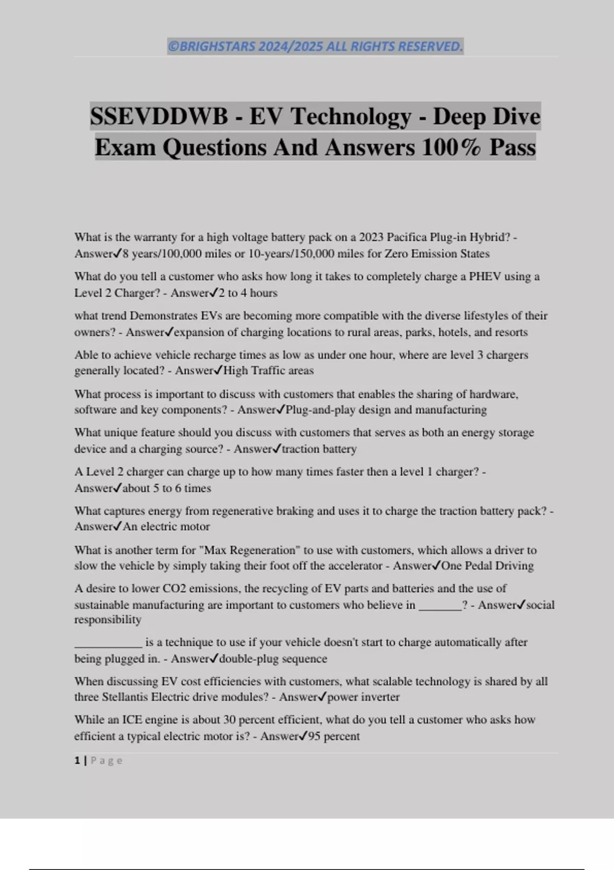 SSEVDDWB - EV Technology - Deep Dive Exam Questions And Answers 100% ...