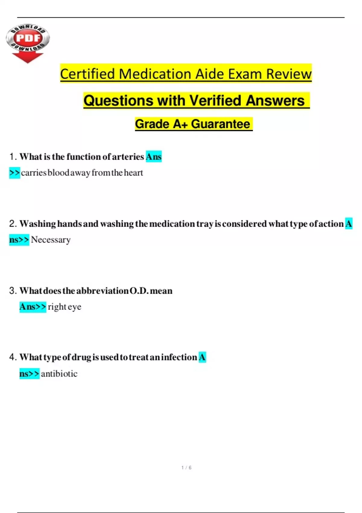 STUDY BUNDLE for Certified Medication Aide Exam (2025 / 2026) with 100% ...