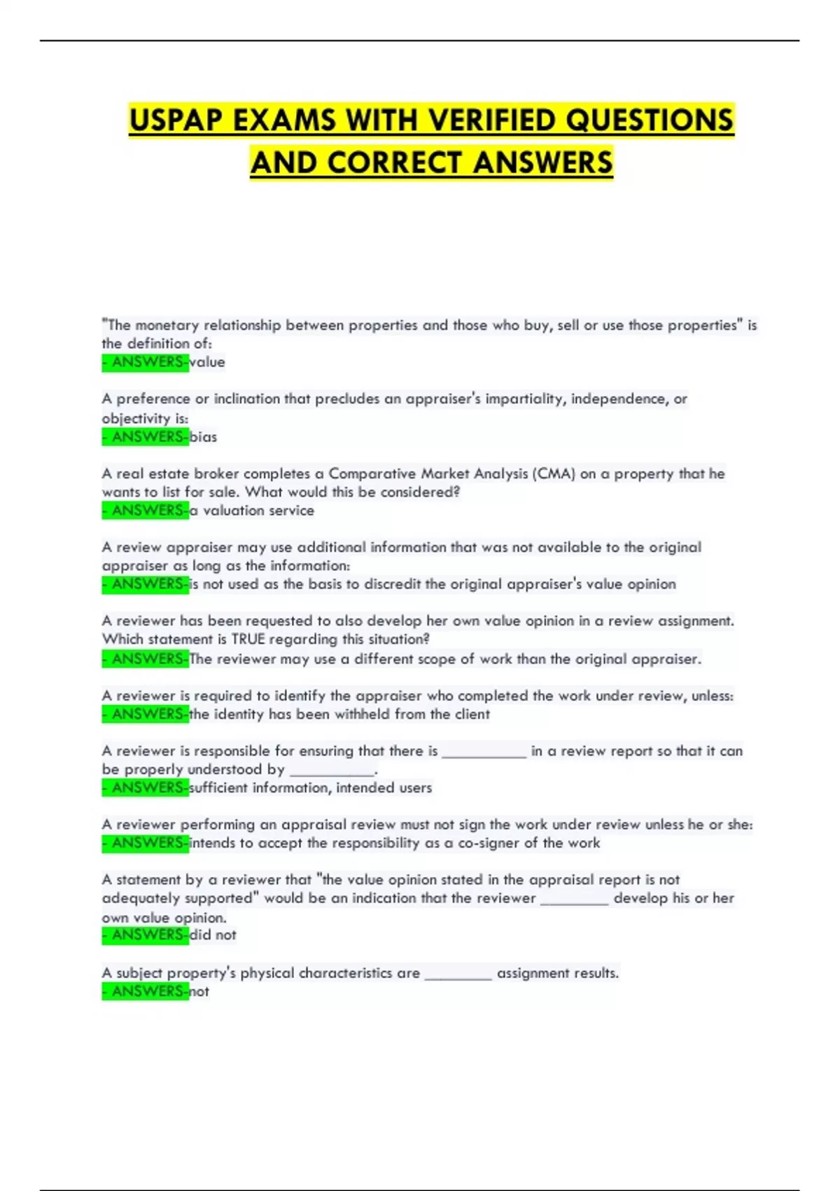 FINRA SERIES 7 EXAM WITH 100% ACCURATE SOLUTIONS - Uspap - Stuvia US