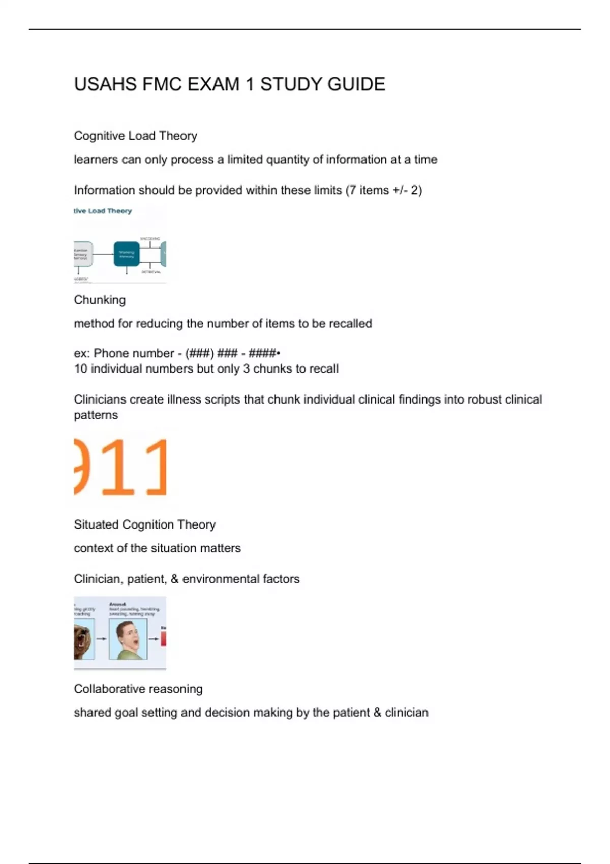 USAHS FMC EXAM 1 STUDY GUIDE - USAHS - Stuvia US