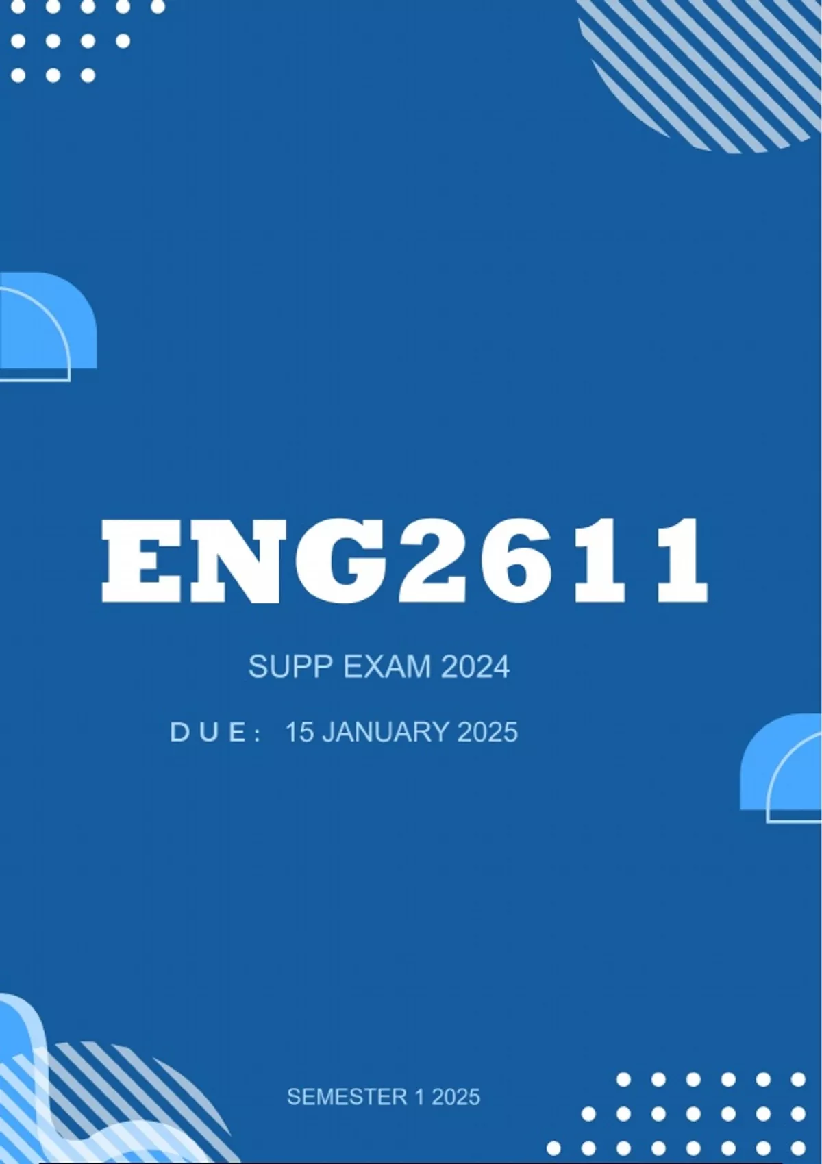 ENG2611 January Supplementary (Portfolio) 2025 - DUE 17 January 2025 ...