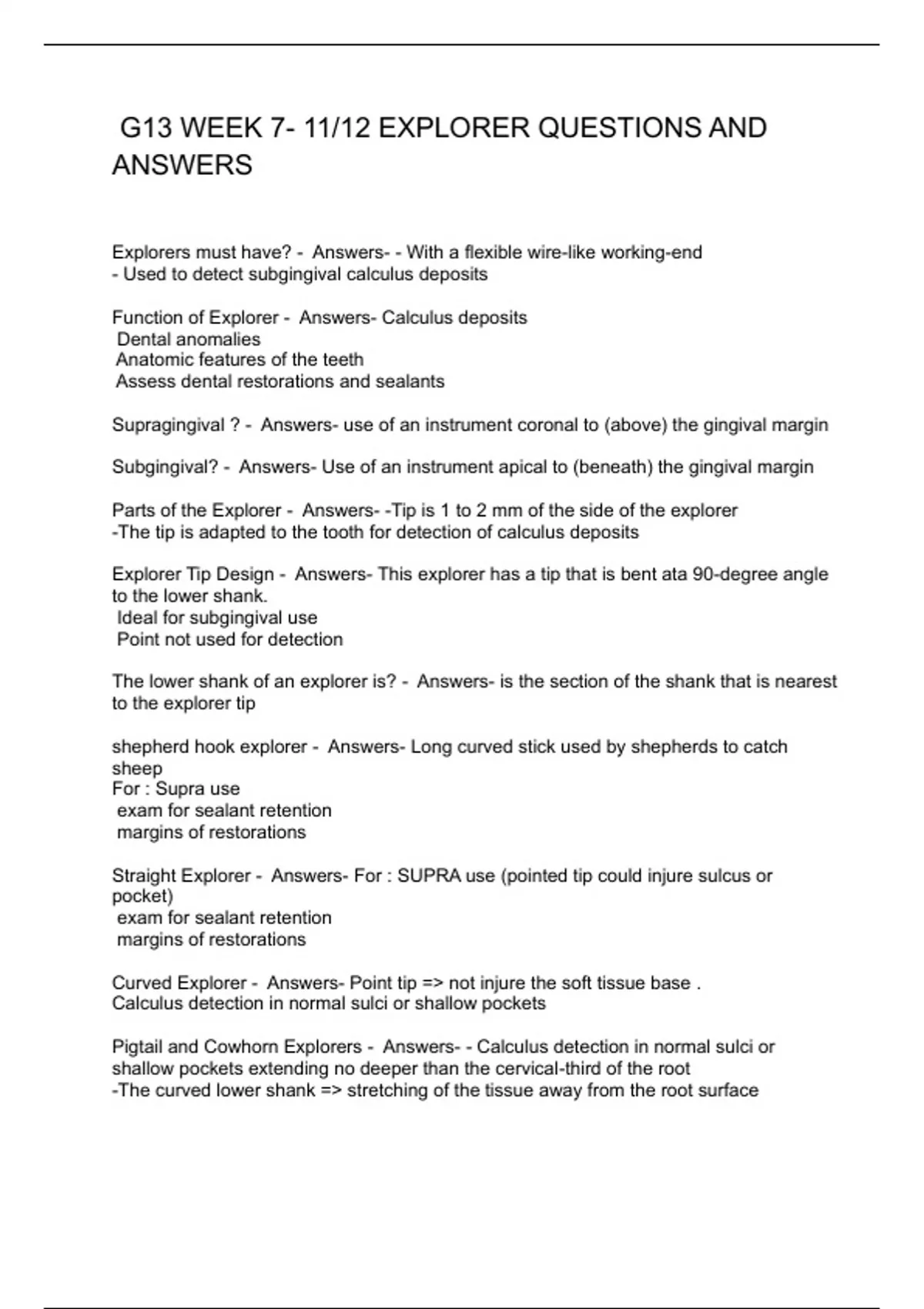 G13 WEEK 7- 11/12 EXPLORER QUESTIONS AND ANSWERS - G13 - Stuvia US