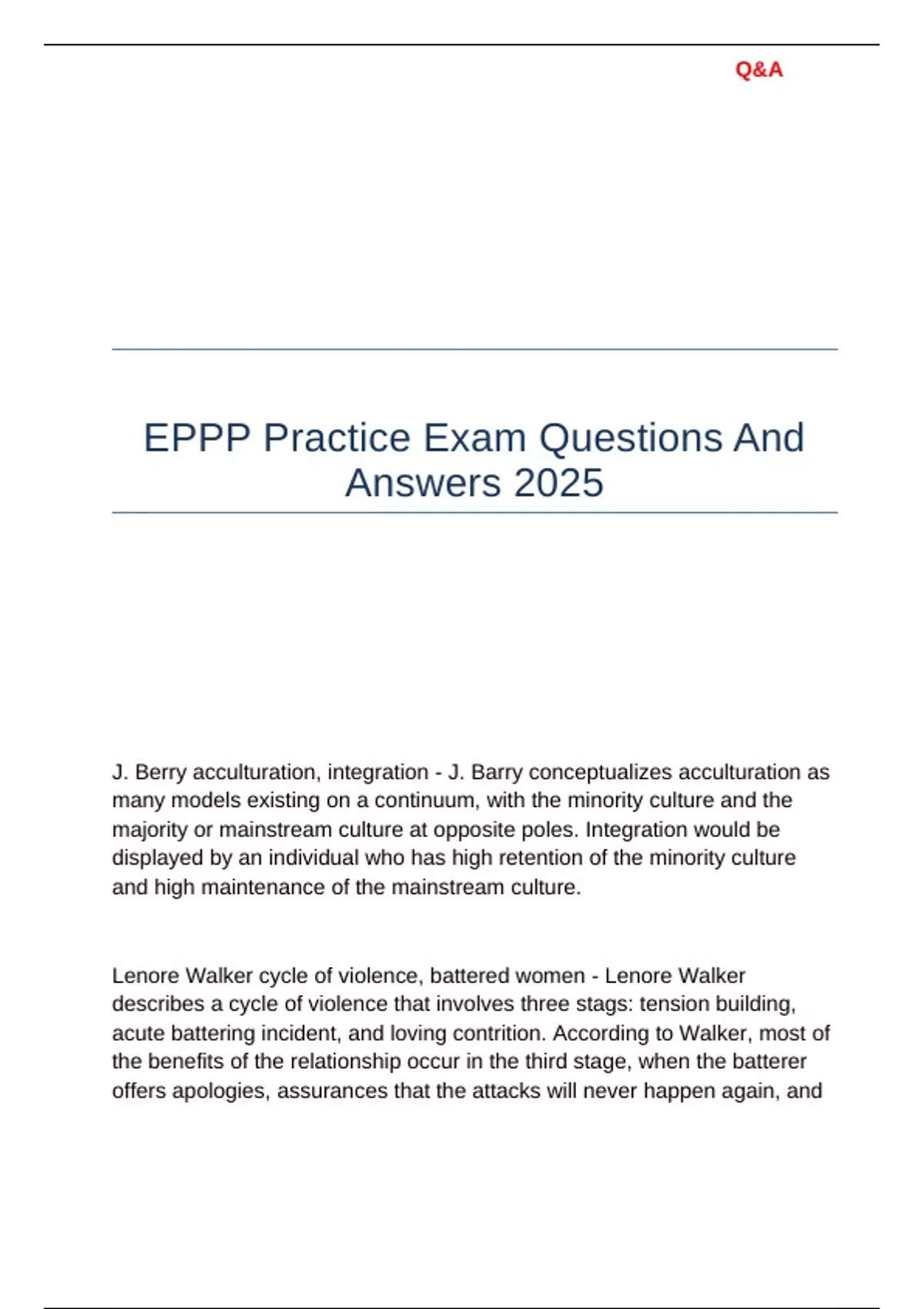 EPPP Practice Exam Questions And Answers 2025 - Eppp - Stuvia US