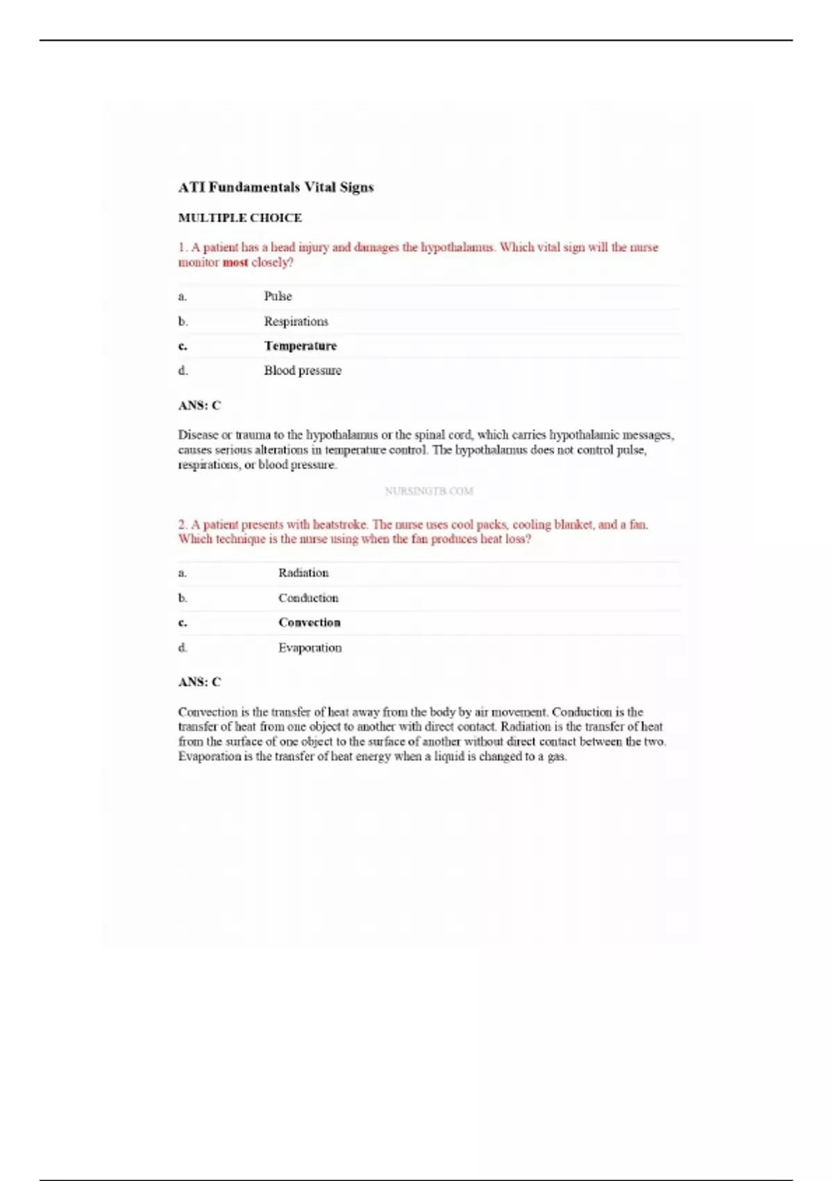 ATI Fundamentals Vital Signs - ATI - Stuvia US