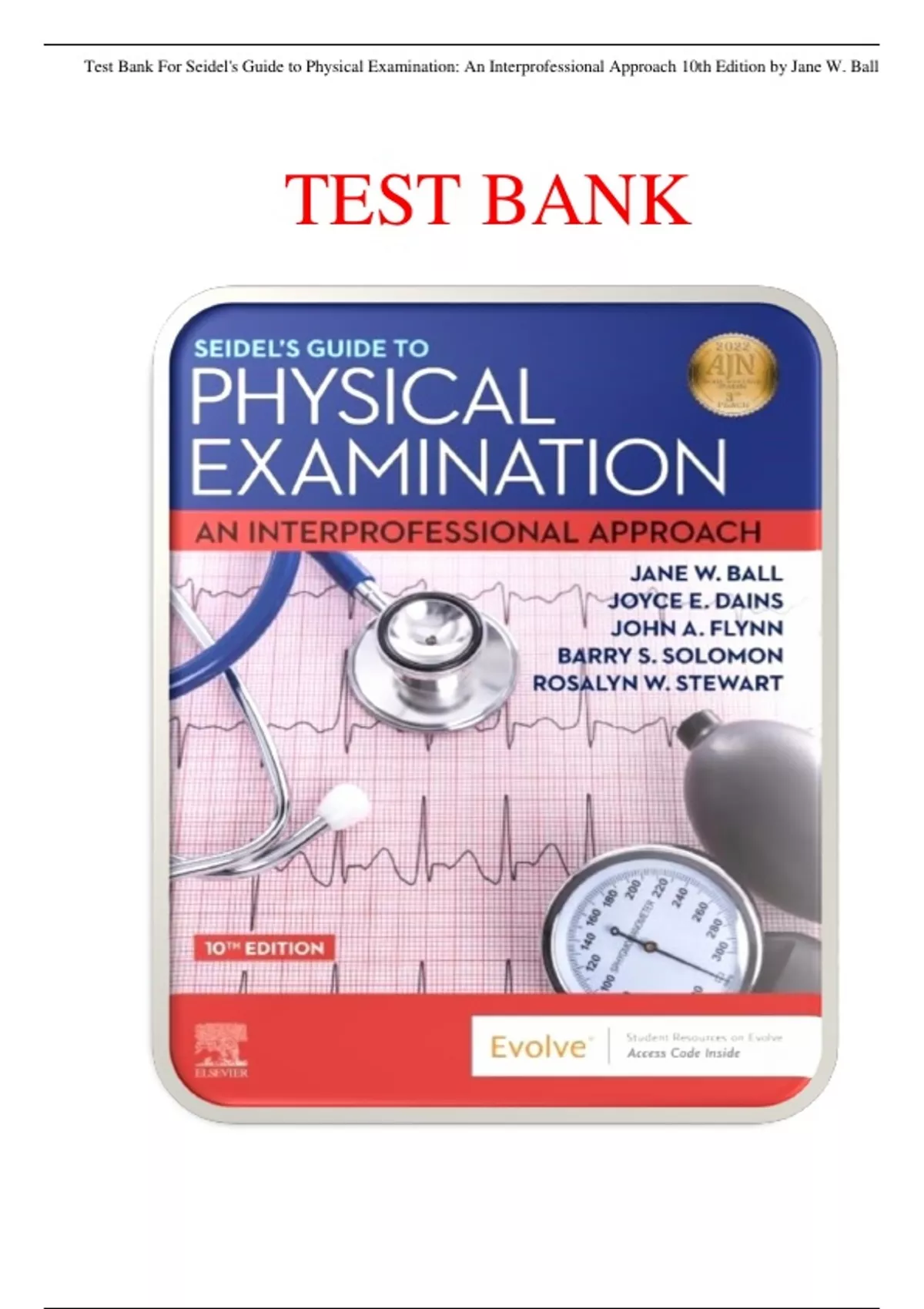 Seidel's Guide to Physical Examination: An Interprofessional Approach ...