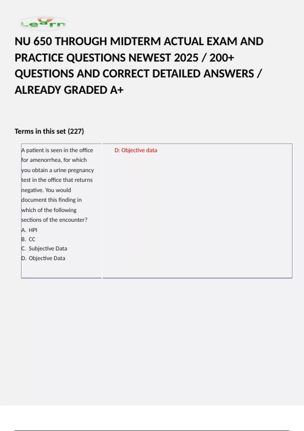 NU 650 THROUGH MIDTERM ACTUAL EXAM AND PRACTICE QUESTIONS NEWEST 2025 / ...