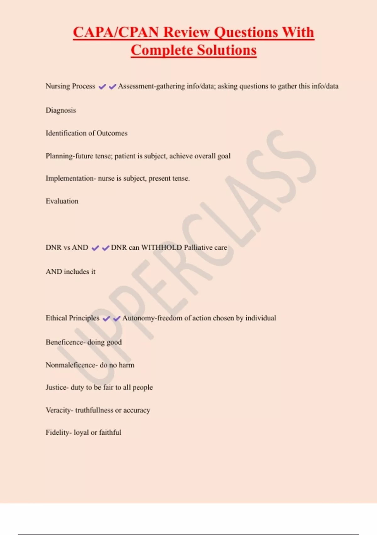 CAPA/CPAN Review Questions With Complete Solutions - ASPAN CAPA - Stuvia UK