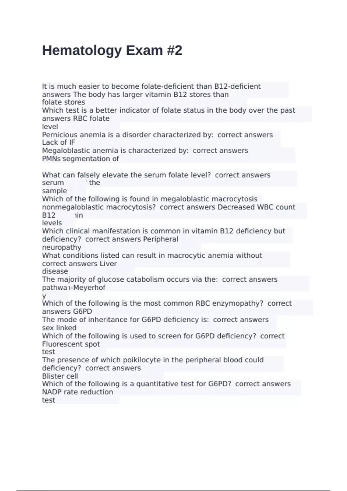 Hematology Exam with correct answers 2025 - Hematology Exa - Stuvia US