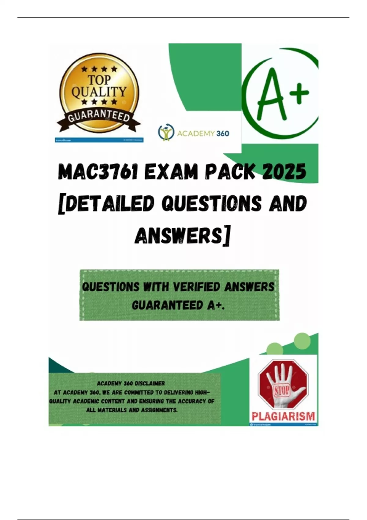 MAC3761 EXAM PACK 2025 [DETAILED QUESTIONS AND ANSWERS] - Management ...