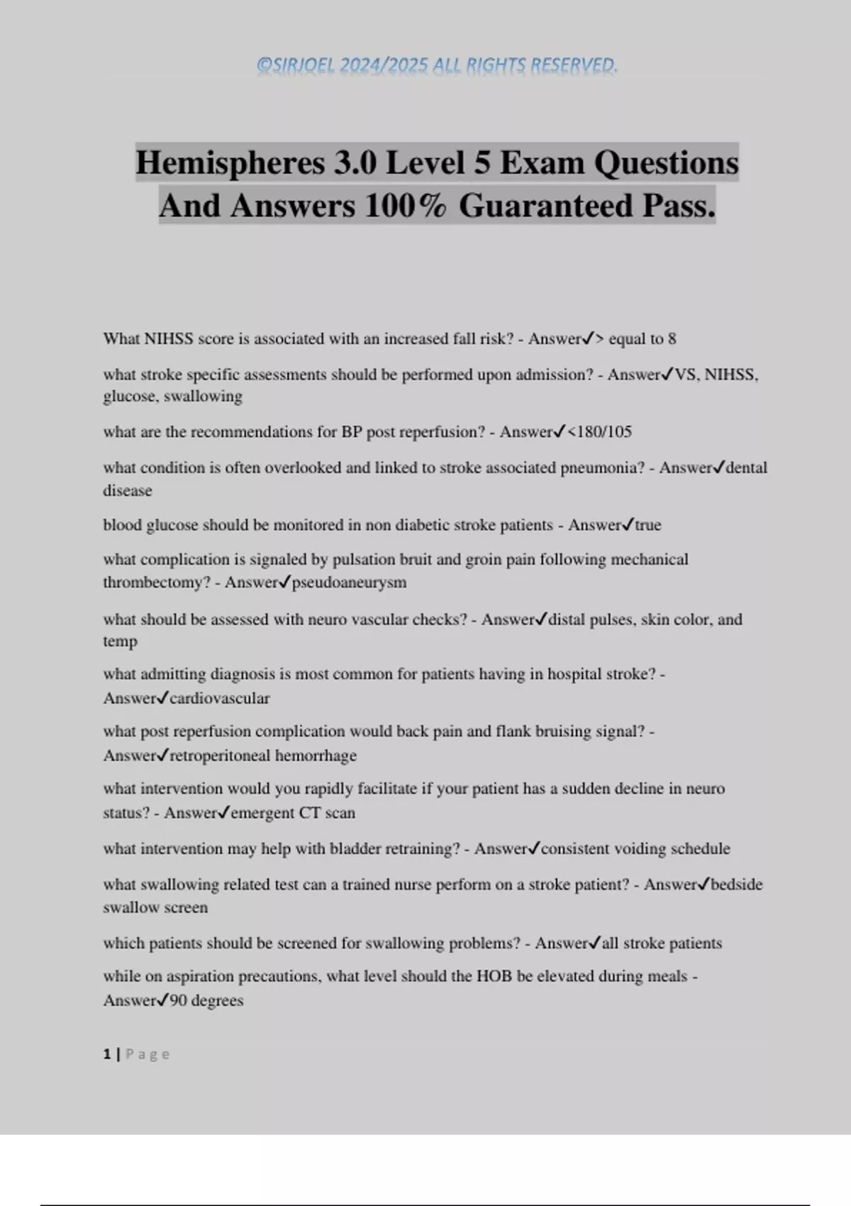 Hemispheres 3.0 Level 5 Exam Questions And Answers 100% Guaranteed Pass ...